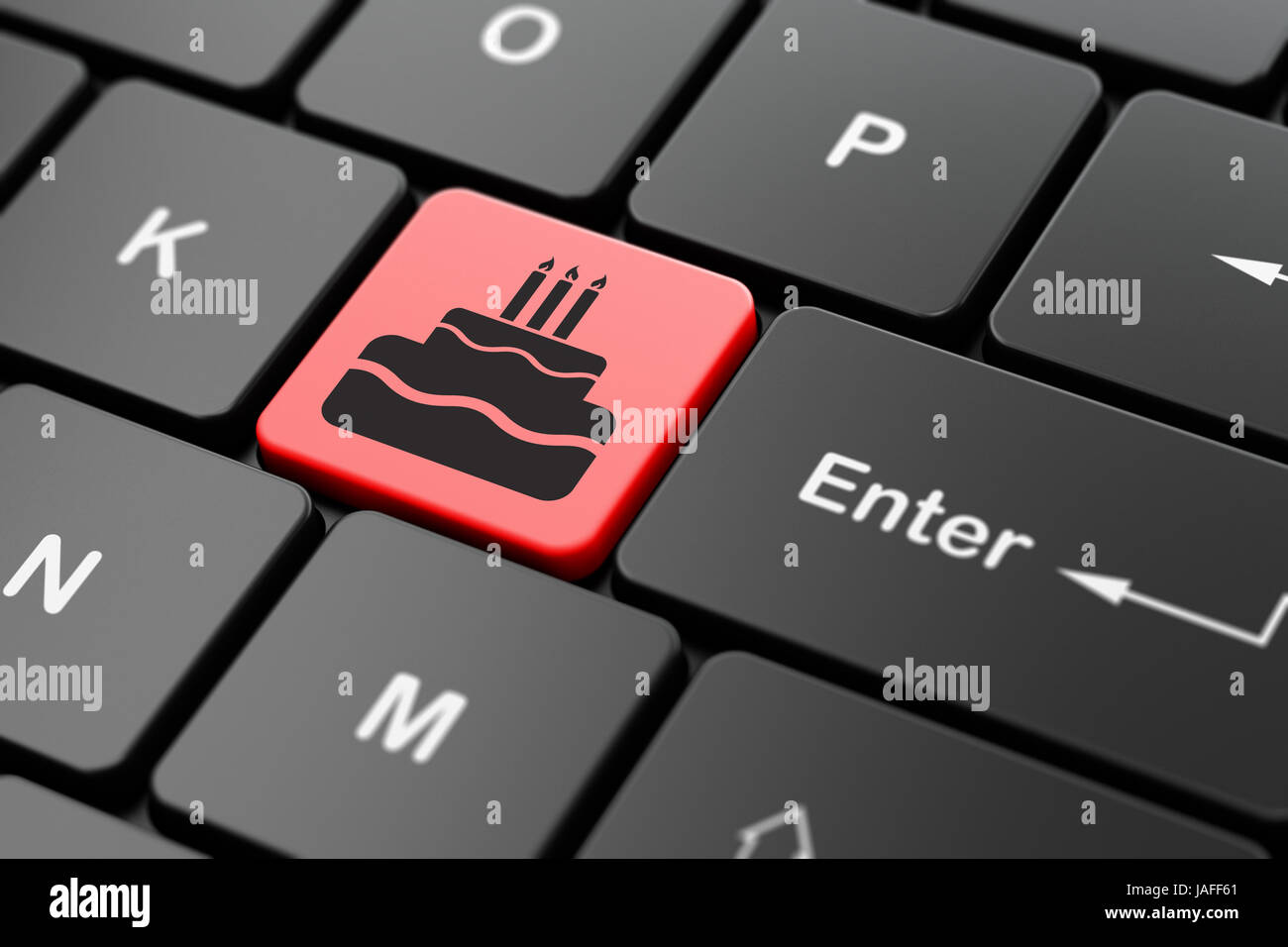 Entertainment, concept: Cake on computer keyboard background Stock ...