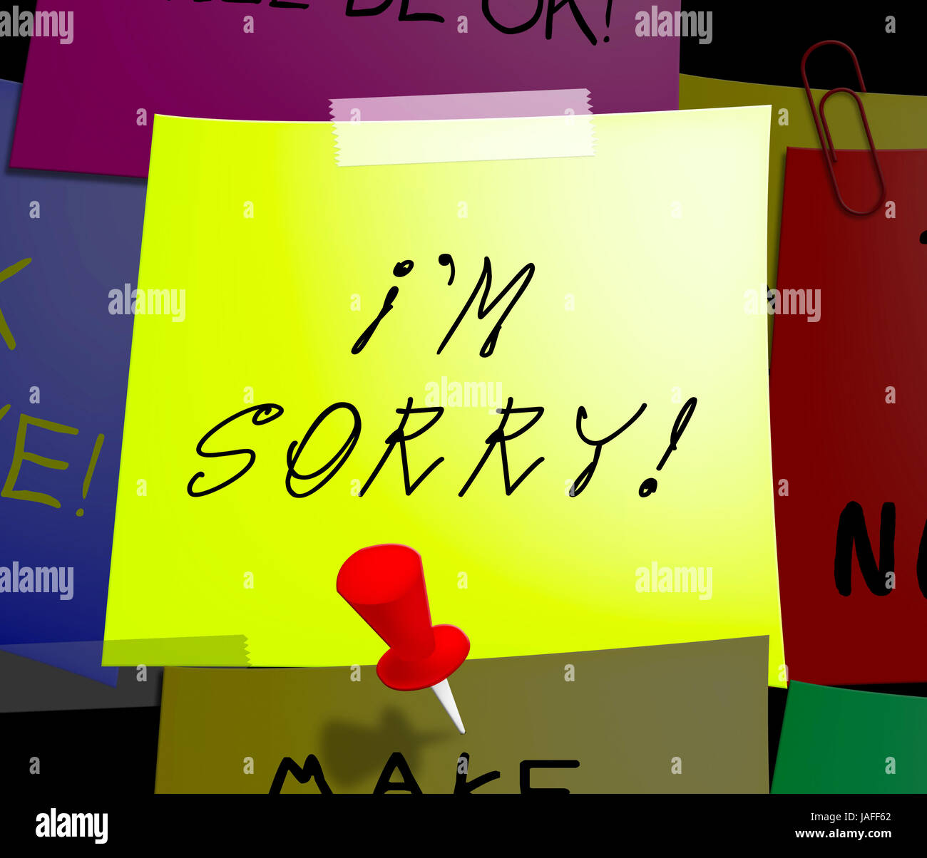 Sorry Note Displaying Regret And Apology 3d Illustration Stock Photo ...