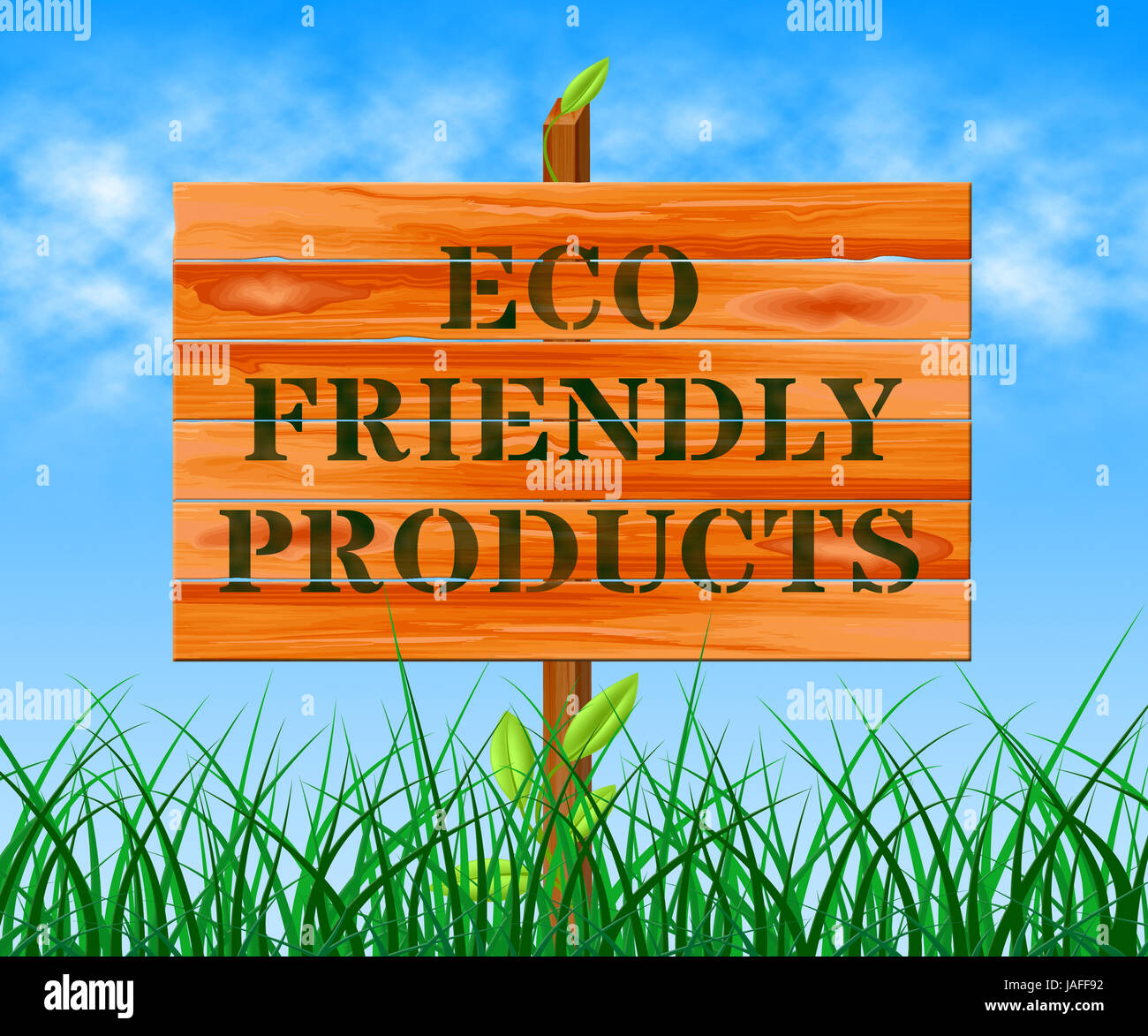 Eco Friendly Products Sign Means Green Goods 3d Illustration Stock ...