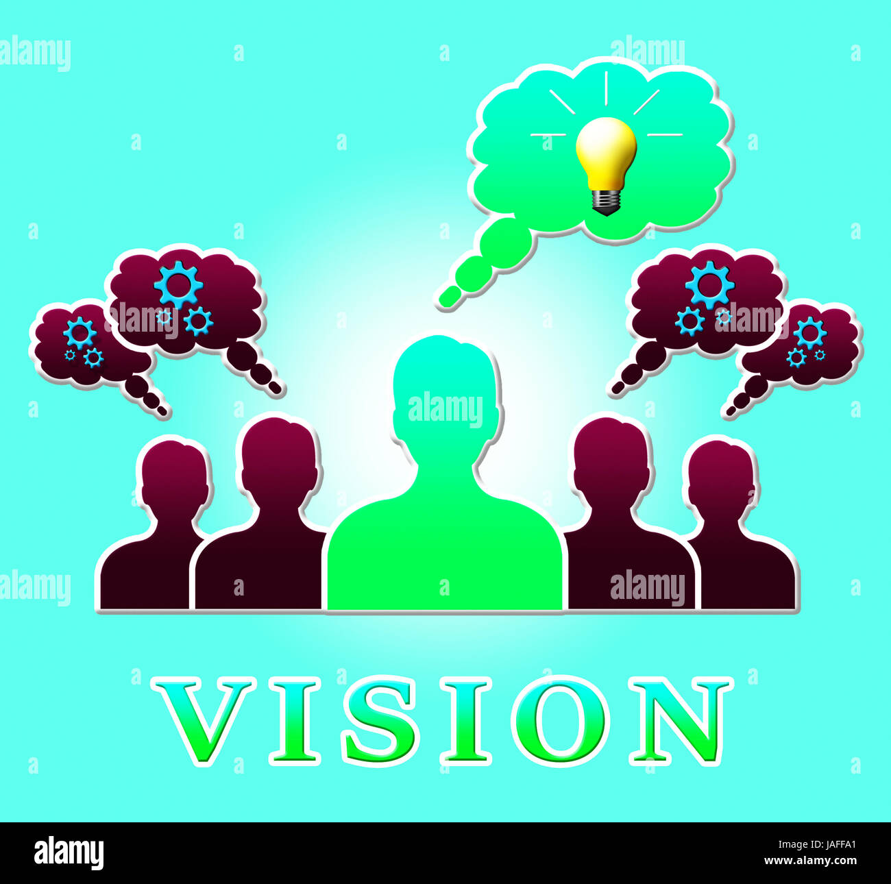 Vision People Bulb Showing Corporate Planning 3d Illustration Stock ...