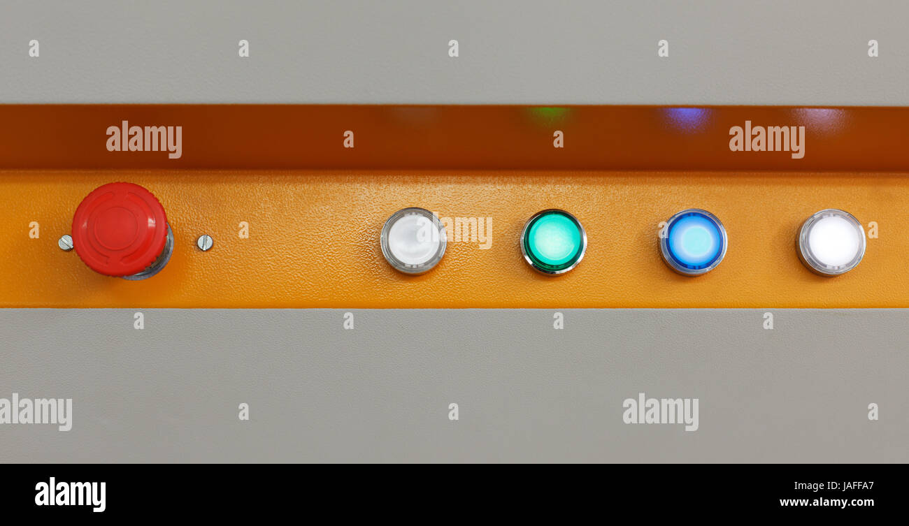 Panel of buttons on loom at textile factory, close-up Stock Photo - Alamy