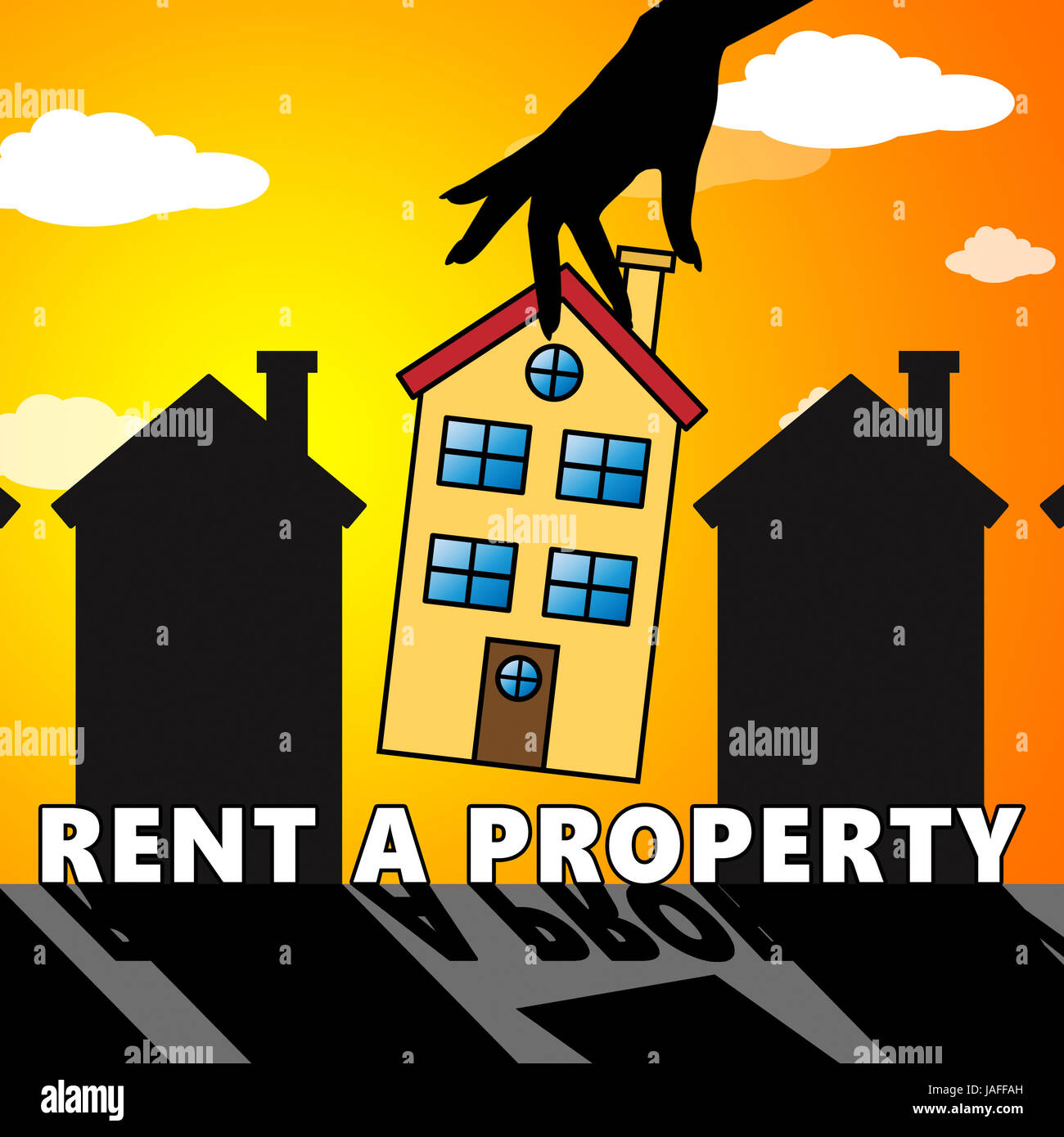 Rent A Property Meaning House Rental 3d Illustration Stock Photo - Alamy