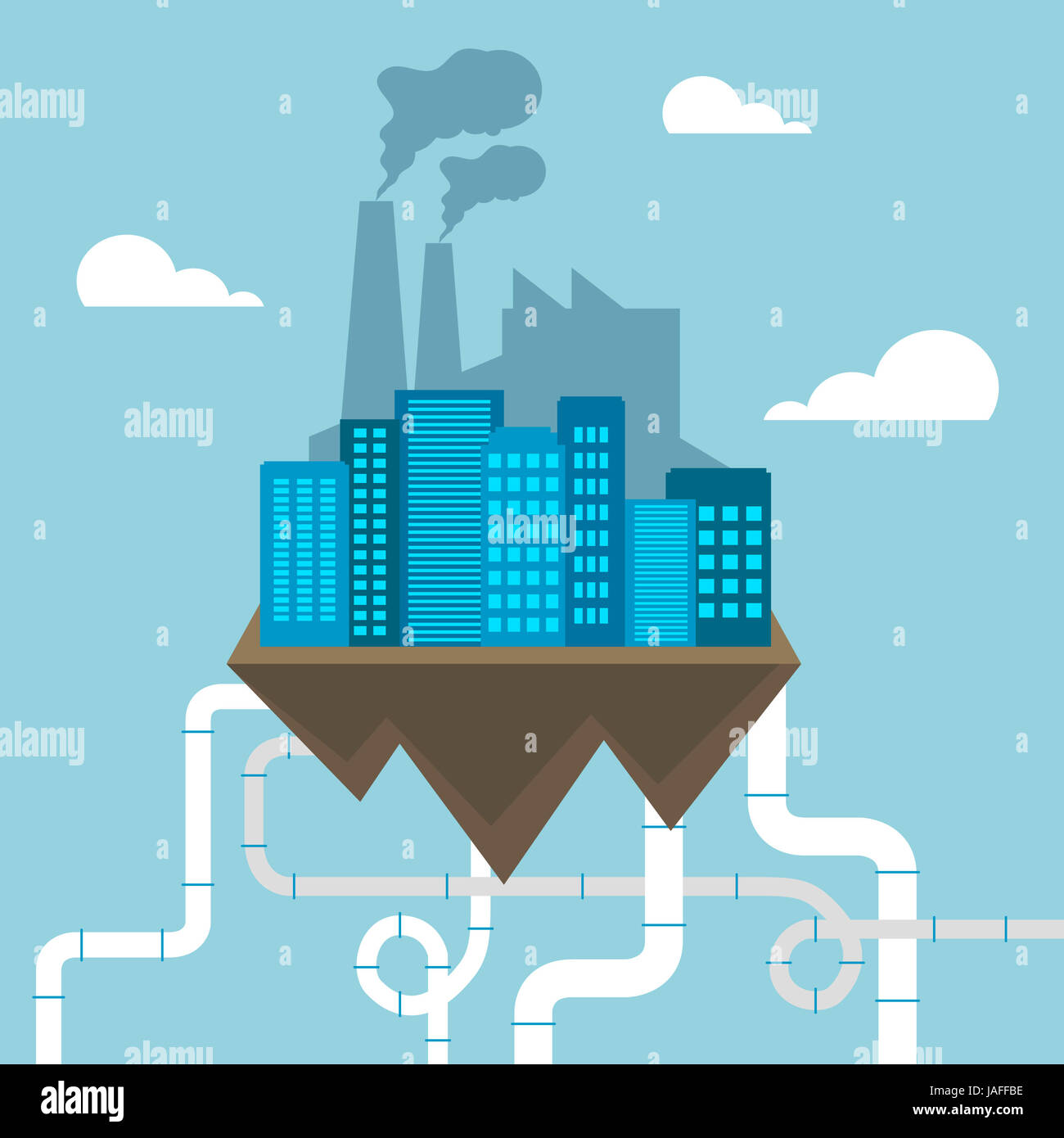 Polluted Factory Means Refinery Smog Pollution 3d Illustration Stock ...