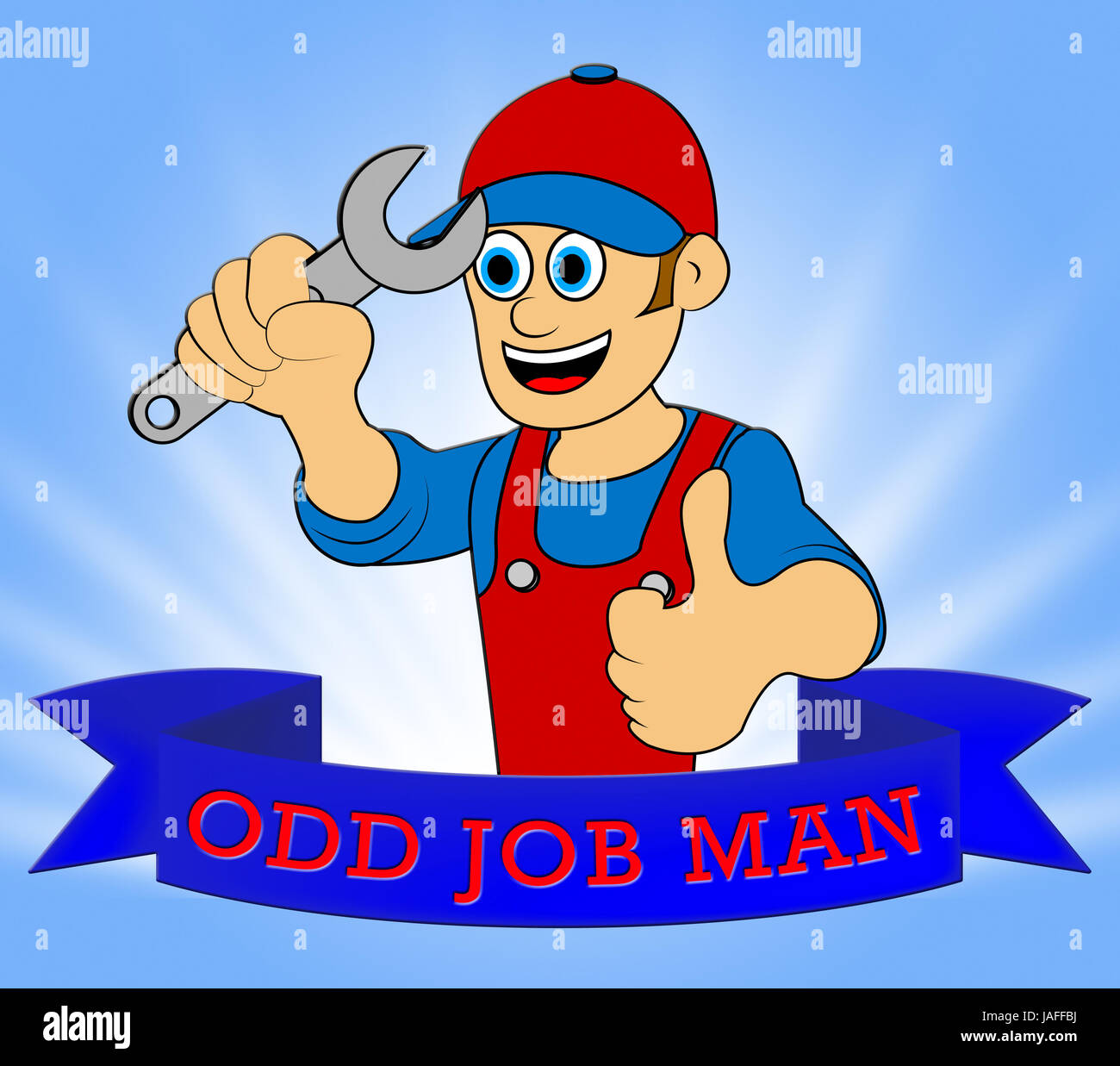 Odd Job Man Displaying House Repair 3d Illustration Stock Photo - Alamy