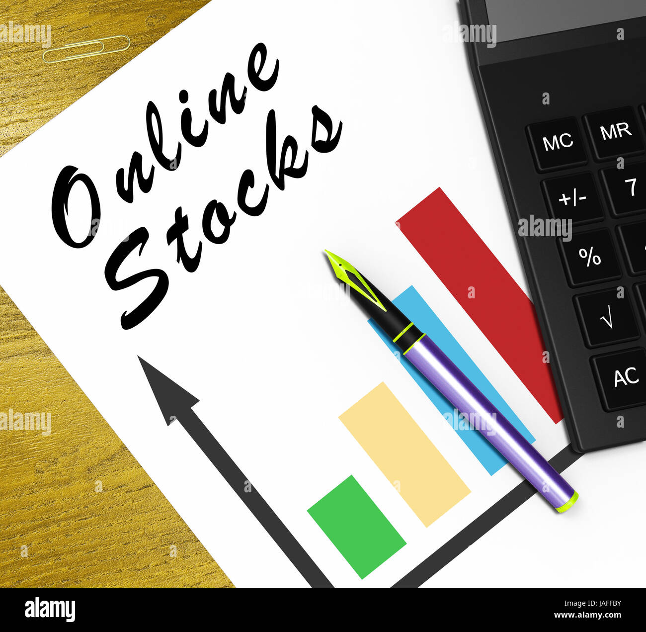 Online Stocks Graph Meaning Internet Investing 3d Illustration Stock ...