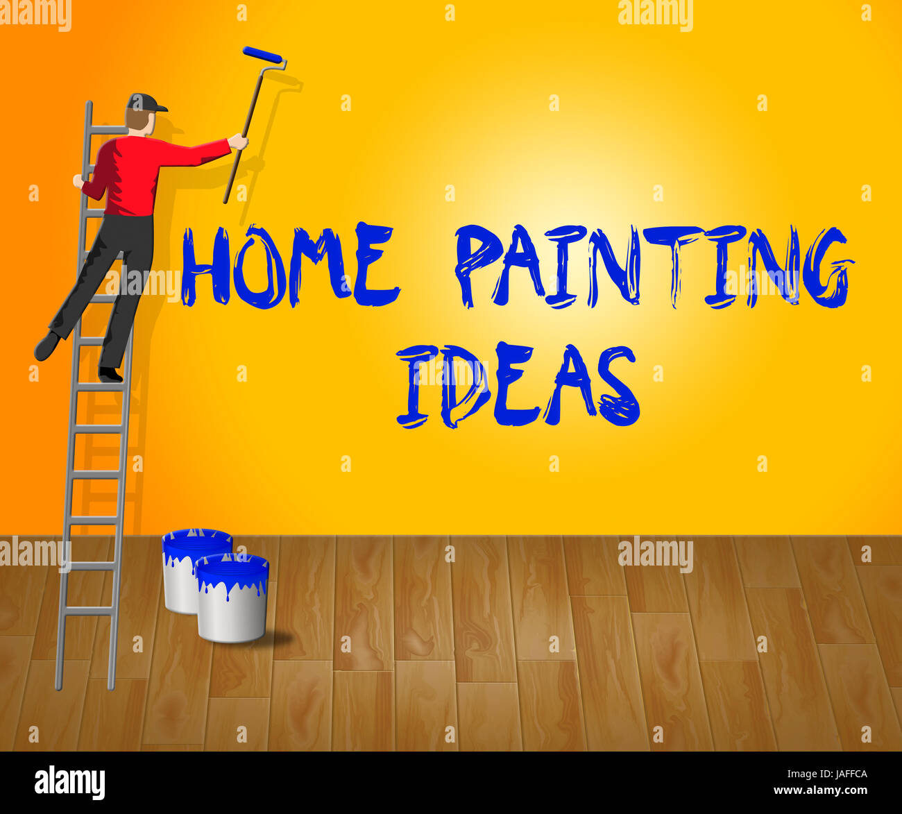 Home Painting Ideas Showing House Paint 3d Illustration Stock Photo - Alamy