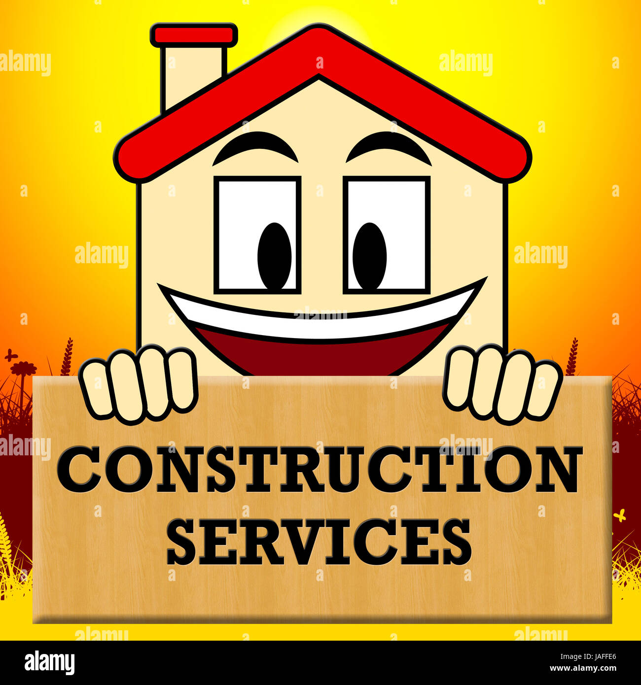 Construction Services Showing Building Work 3d Illustration Stock Photo ...
