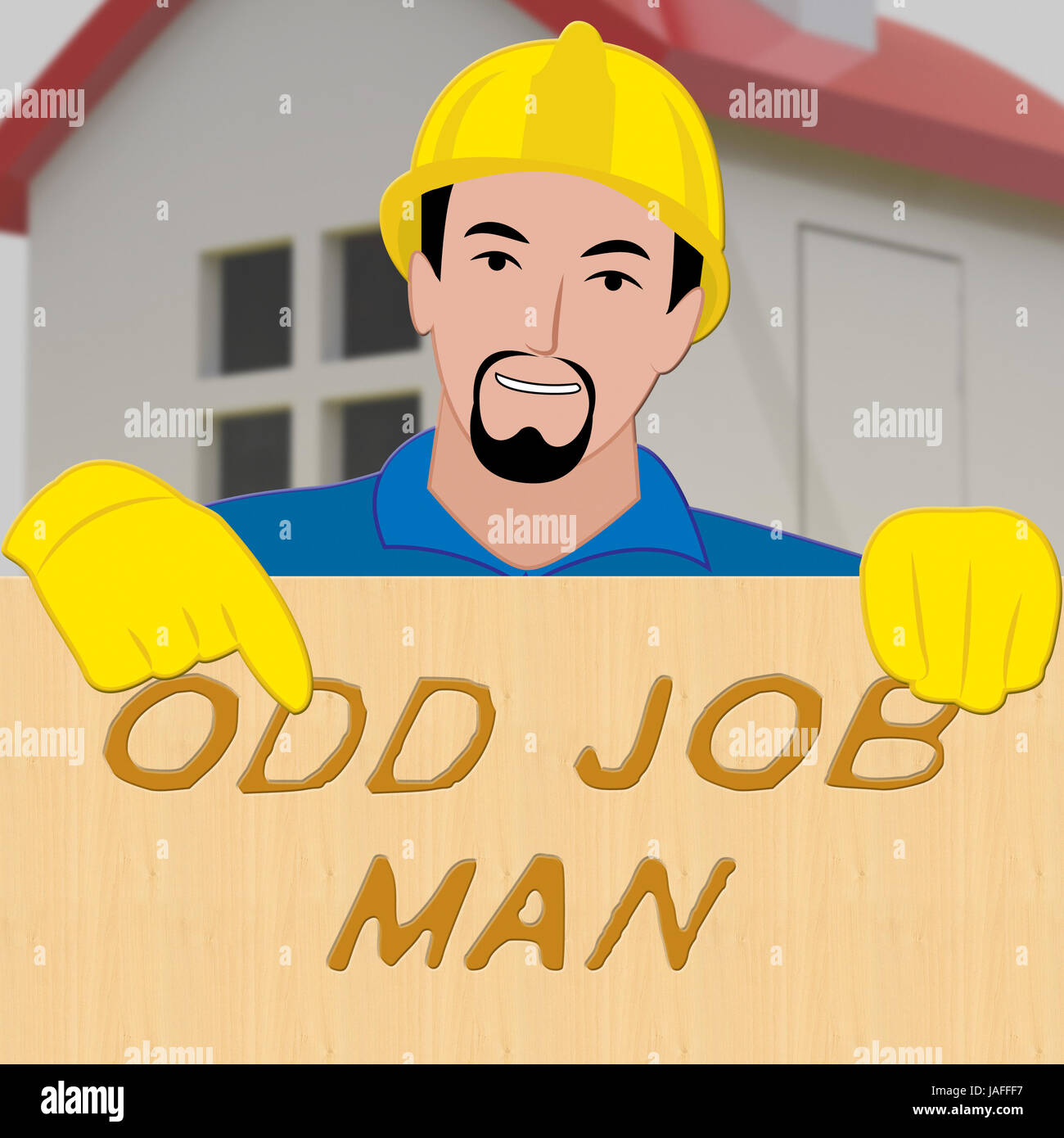 Odd Job Man Shows House Repair 3d Illustration Stock Photo - Alamy