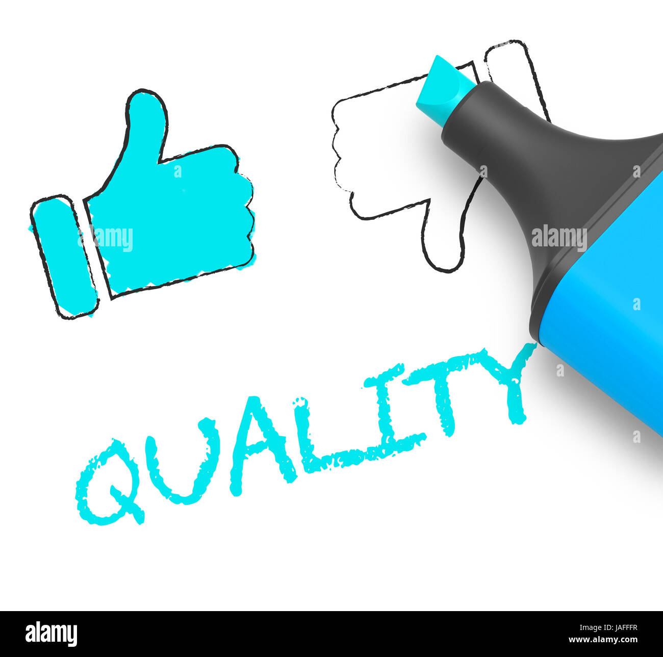 Quality Thumbs Up Displays Approval Survey 3d Illustration Stock Photo ...