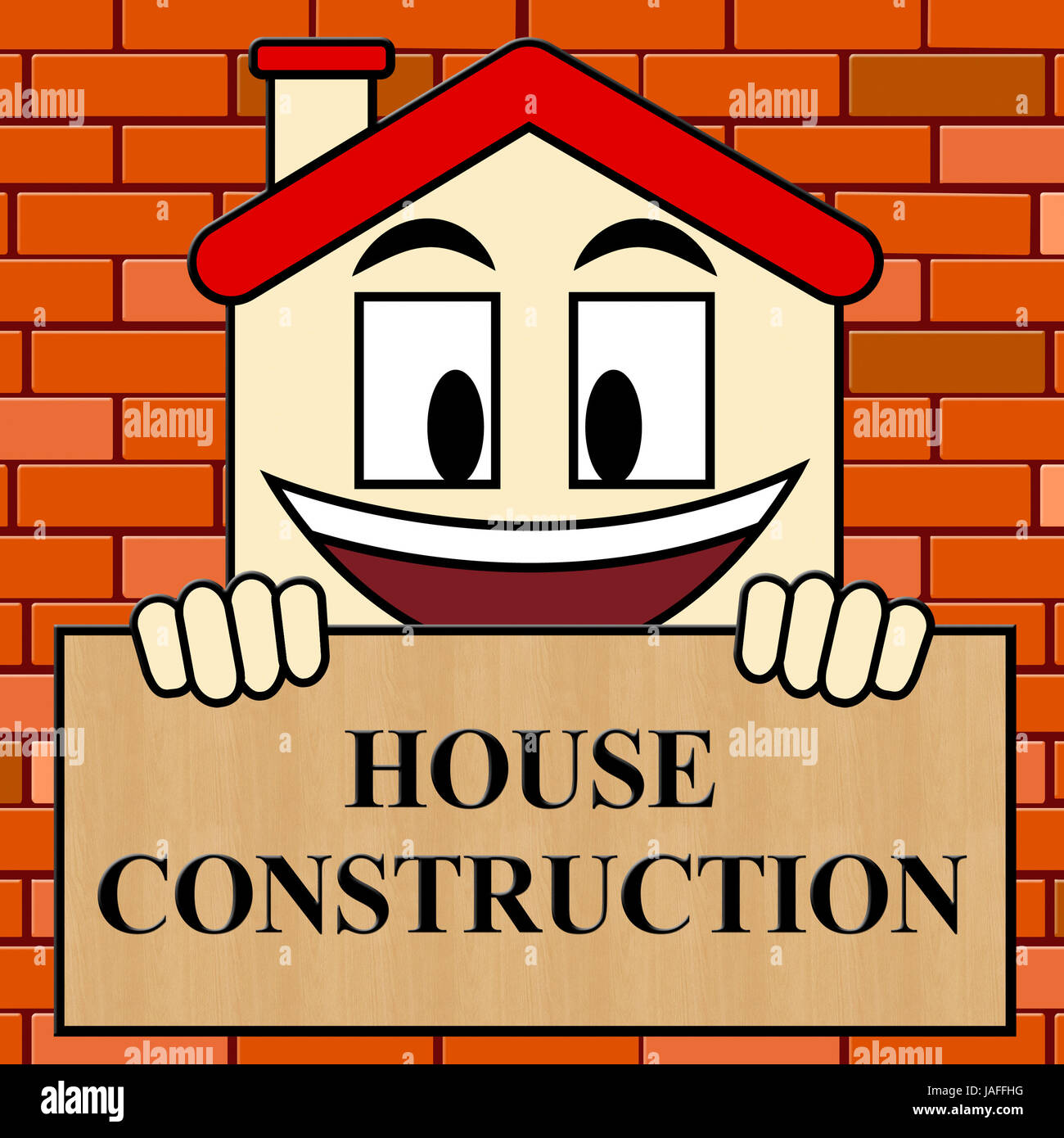House Construction Showing Home Building 3d Illustration Stock Photo ...