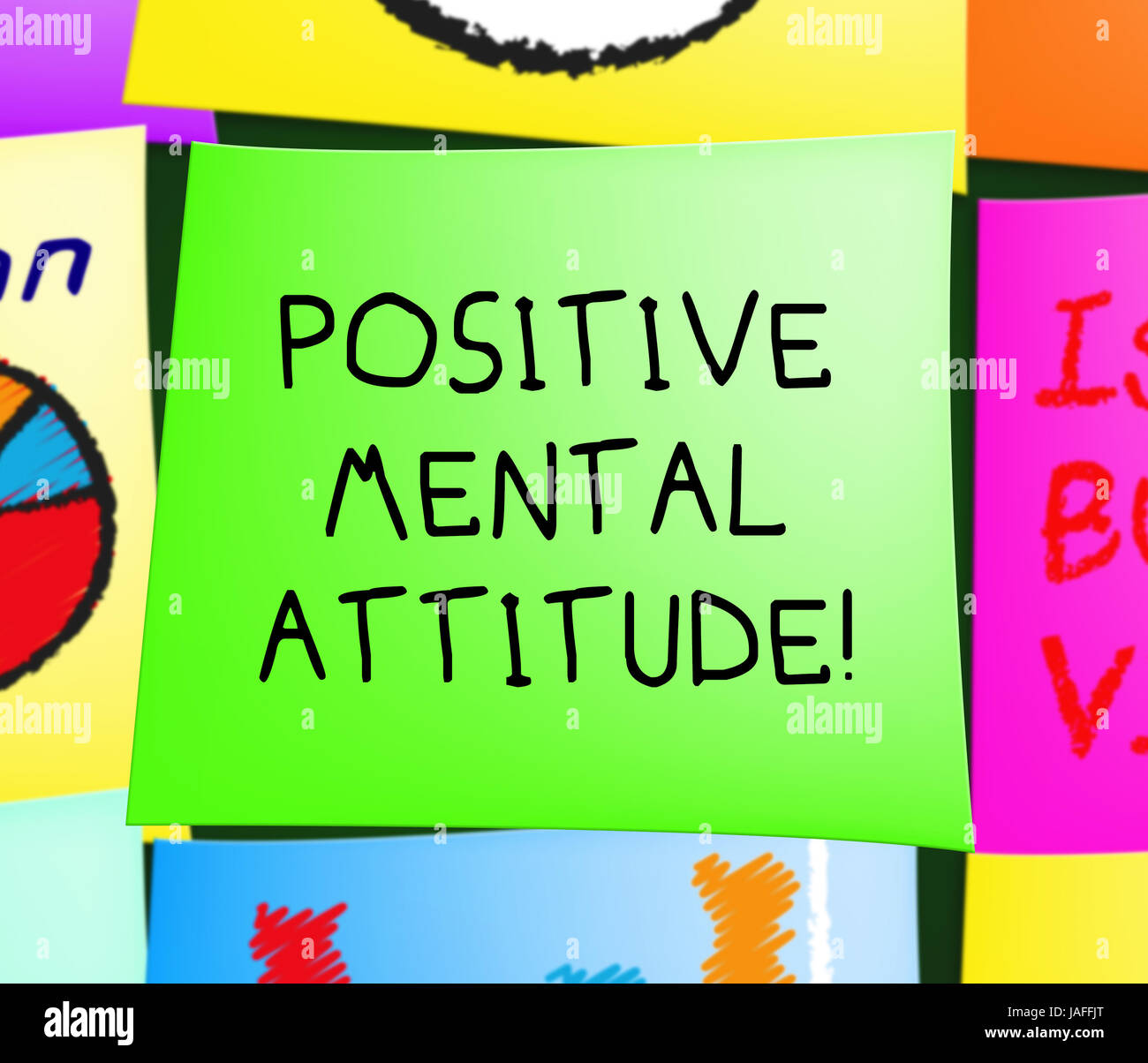 Positive Mental Attitude Note Displays Optimism 3d Illustration Stock ...