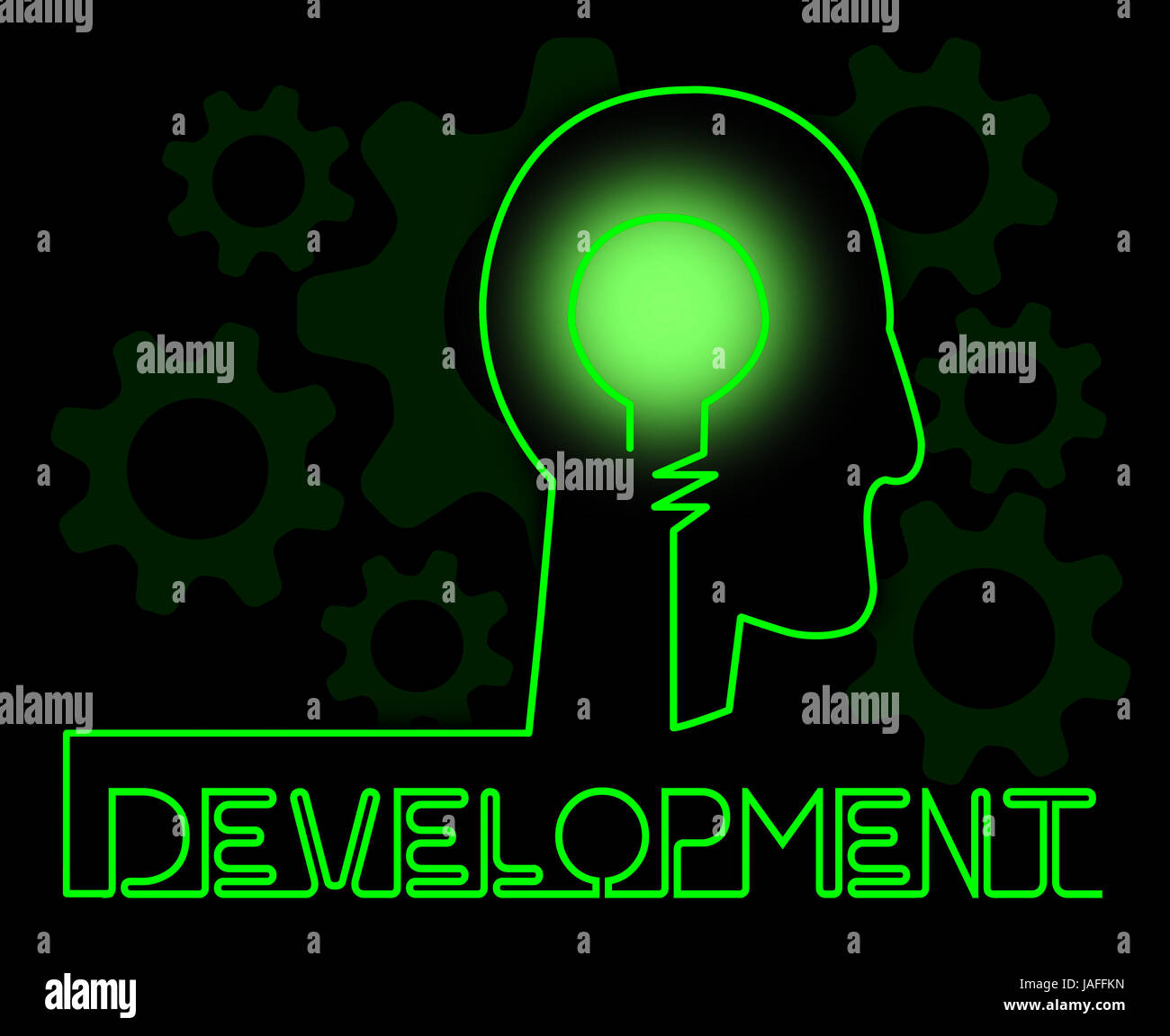 Development Brain Means Growth Progress And Evolution Stock Photo - Alamy