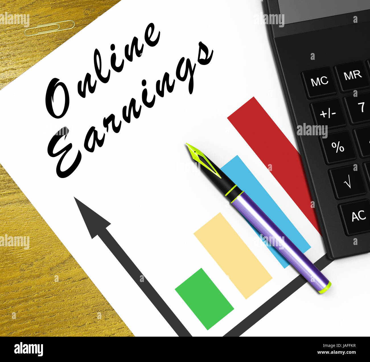 Online Earnings Graph Meaning Internet Revenue 3d Illustration Stock ...