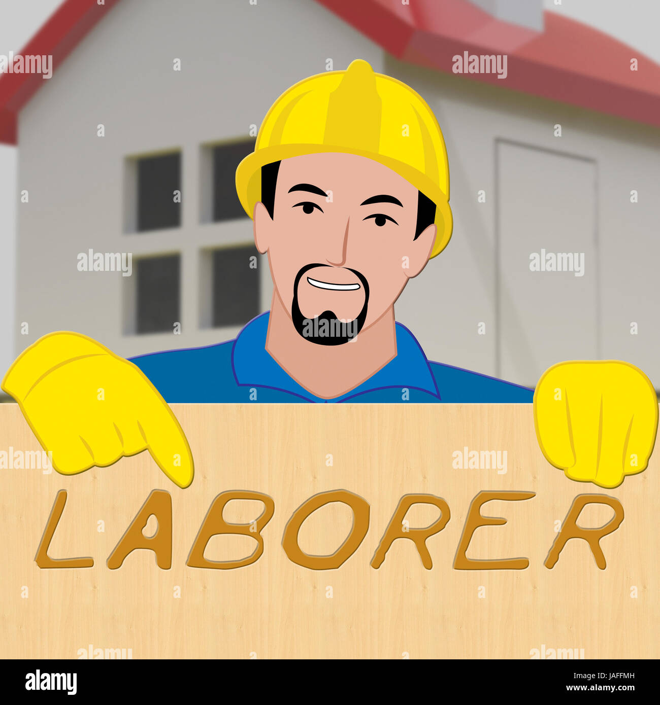 House Laborer Meaning Building Worker 3d Illustration Stock Photo - Alamy