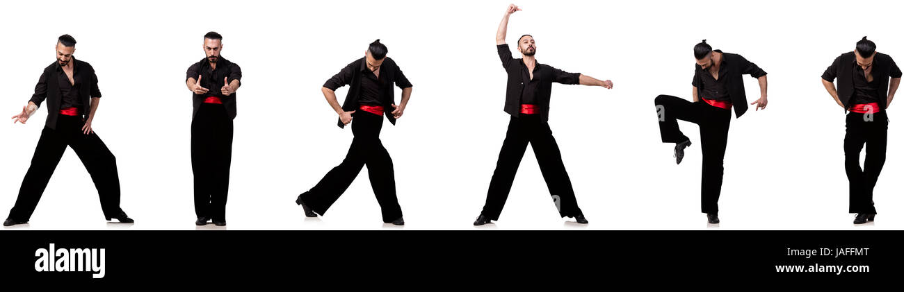 Spanish dancer in various poses on white Stock Photo - Alamy