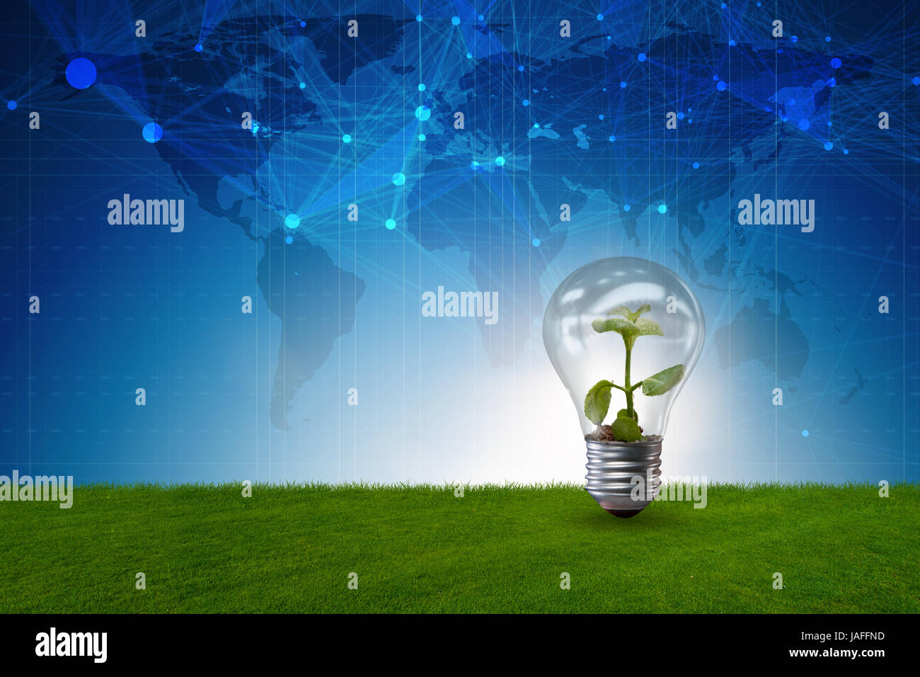 Light bulb in green environment concept - 3d rendering Stock Photo - Alamy