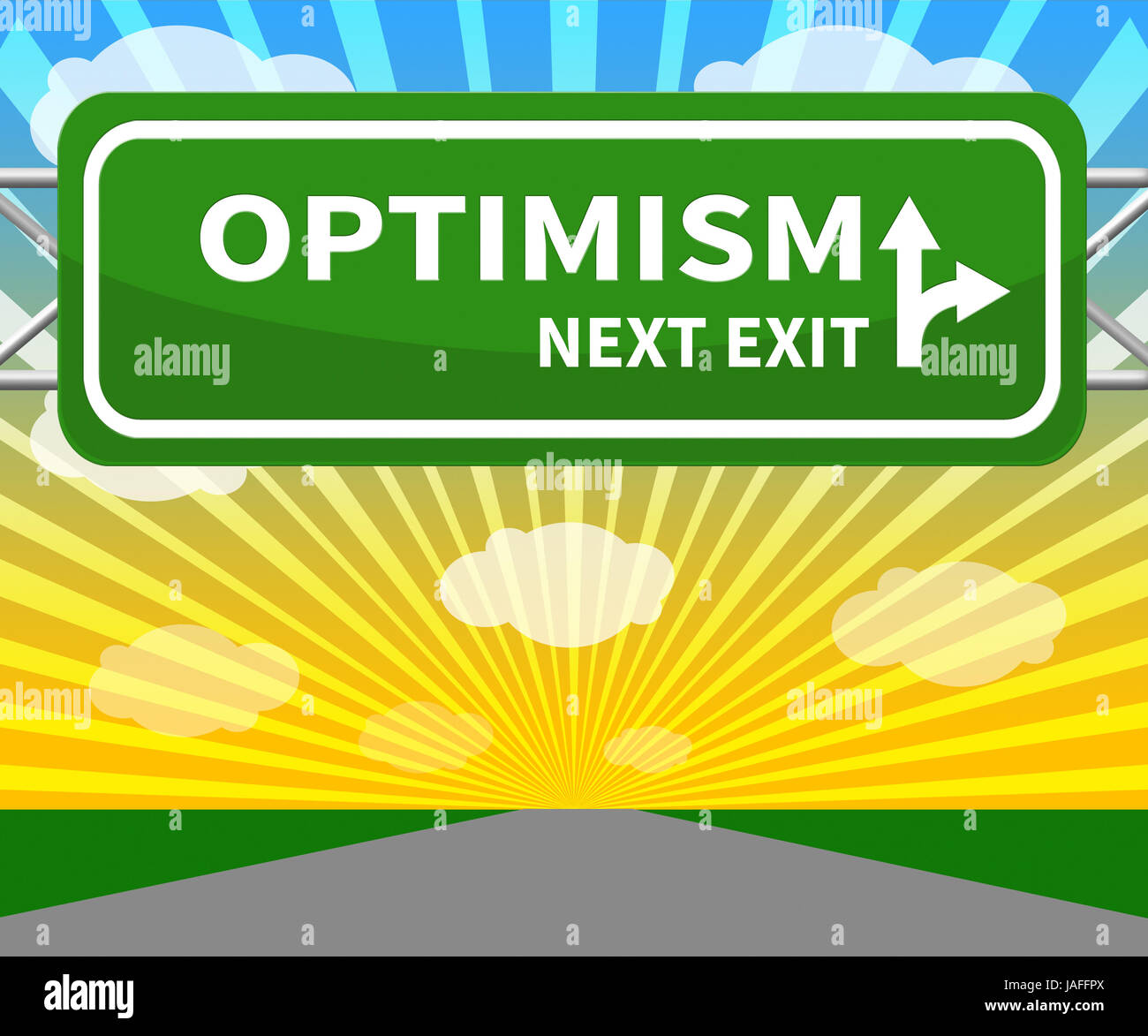 Optimism Sign Showing Optimist Mindset 3d Illustration Stock Photo - Alamy