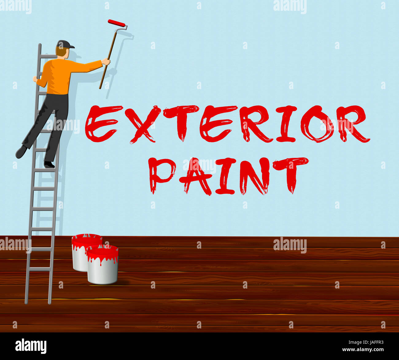 Exterior Paint Showing Outside Painting 3d Illustration Stock Photo - Alamy