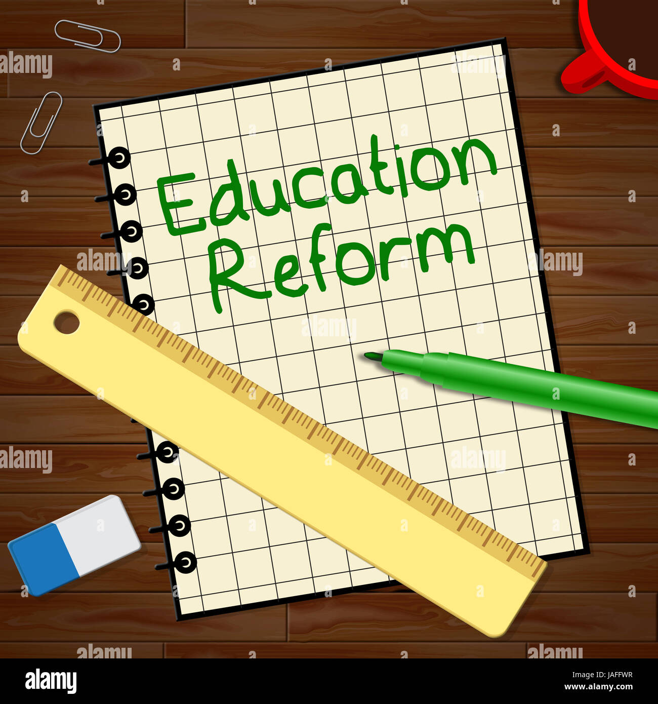Education Reform Notebook Represents Changing Learning 3d Illustration ...