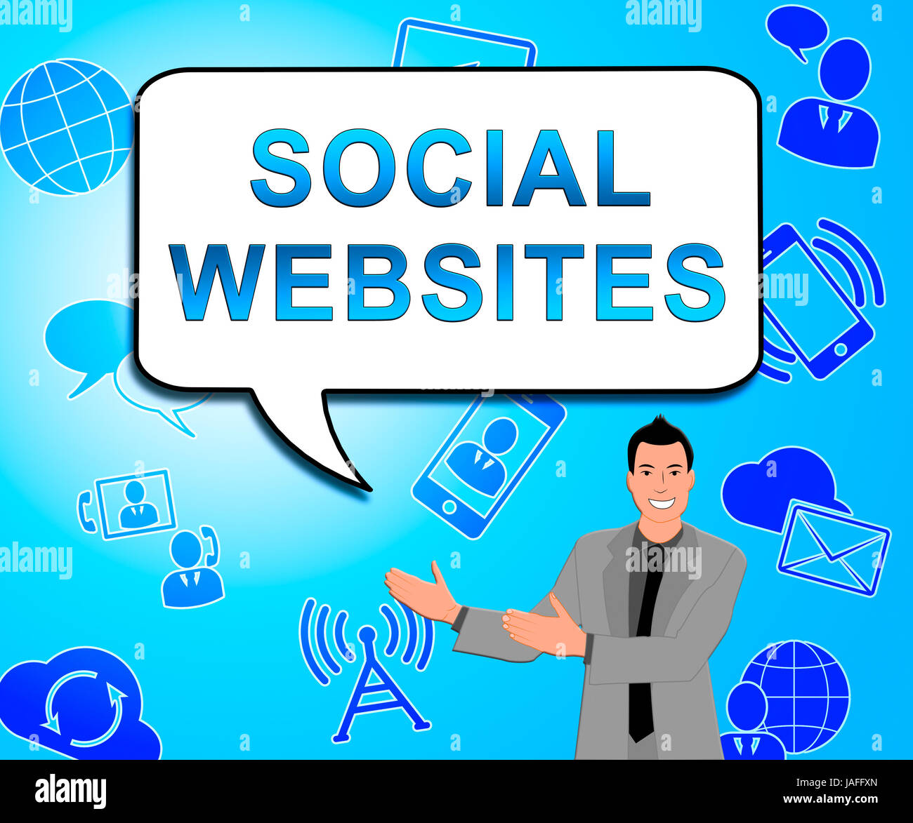 Social Websites Icons Represents Online Forums 3d Illustration Stock ...