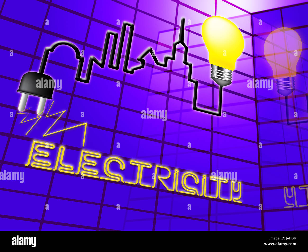Electricity Light Bulb Means Power Source And Circuit 3d Illustration ...