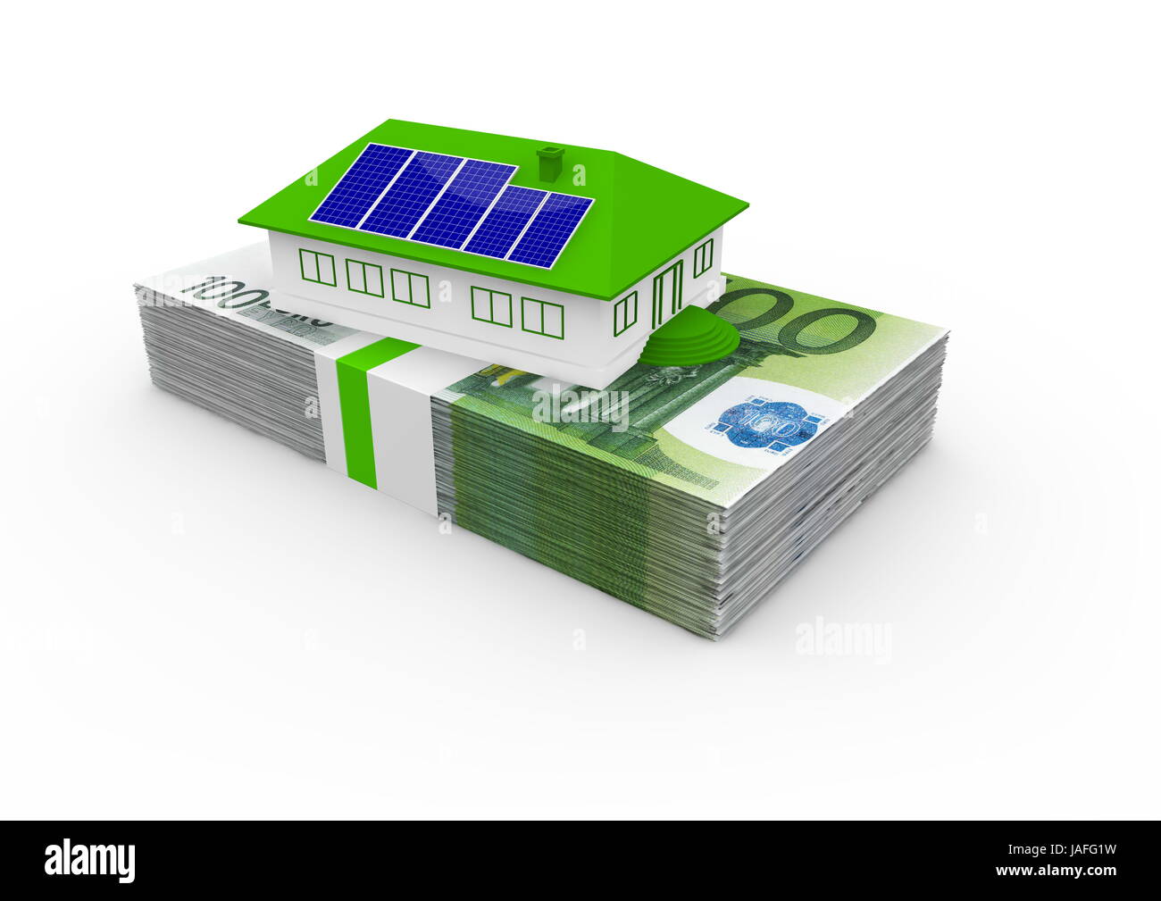 a house on bundles of euro notes Stock Photo - Alamy