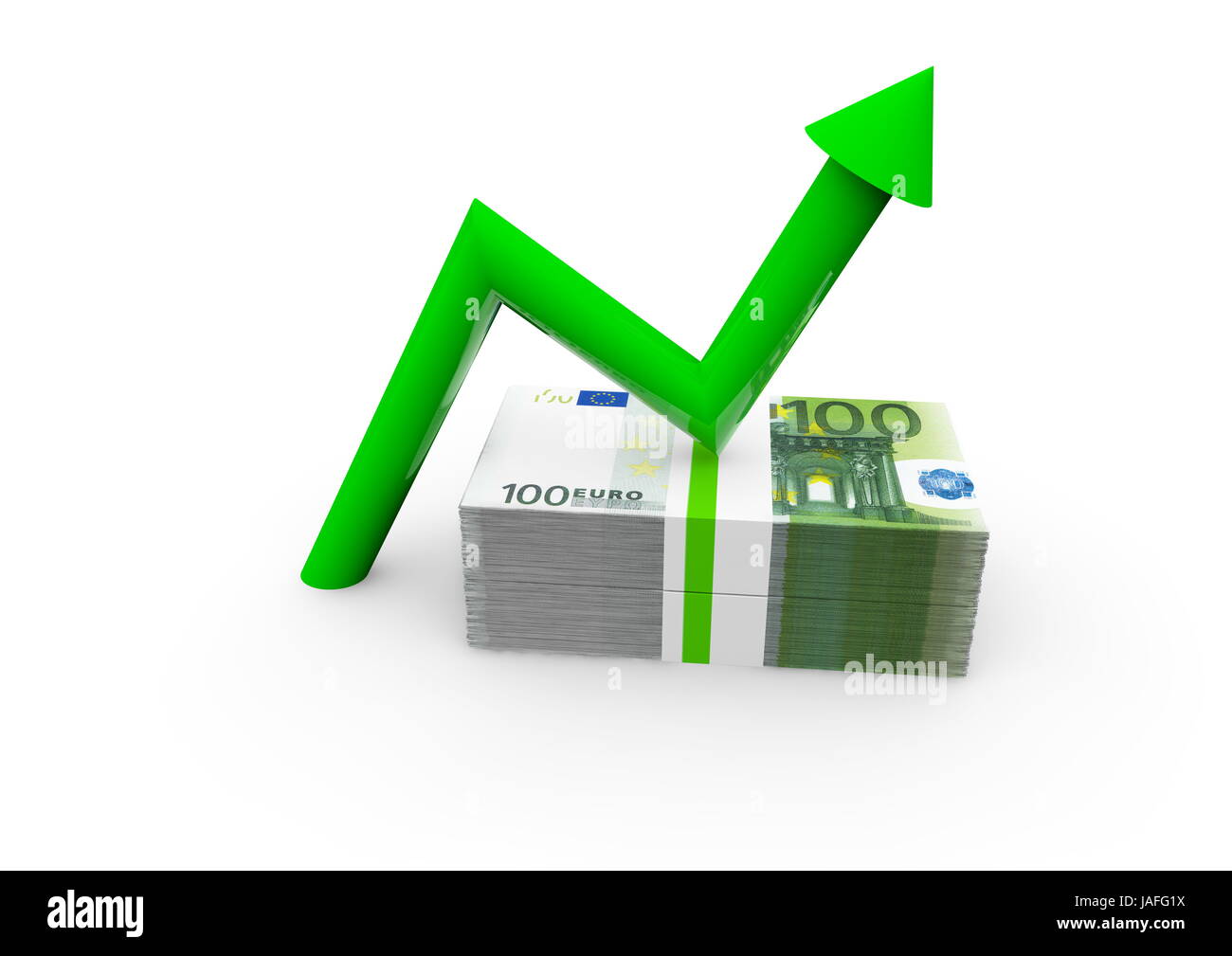 euro notes with up arrow Stock Photo - Alamy