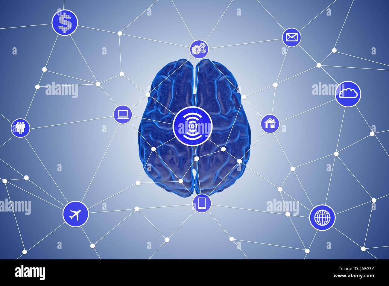 Artificial intelligence concept with brain 3D rendering Stock Photo - Alamy
