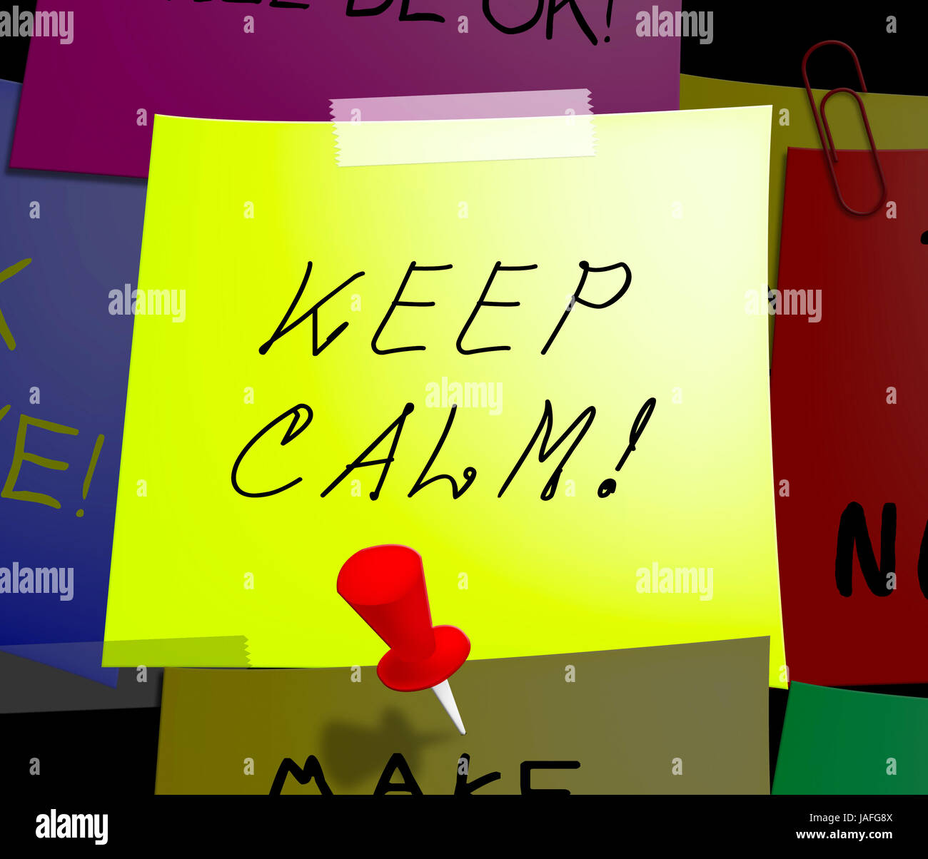 Keep Calm Note Displays Staying Relaxed 3d Illustration Stock Photo - Alamy
