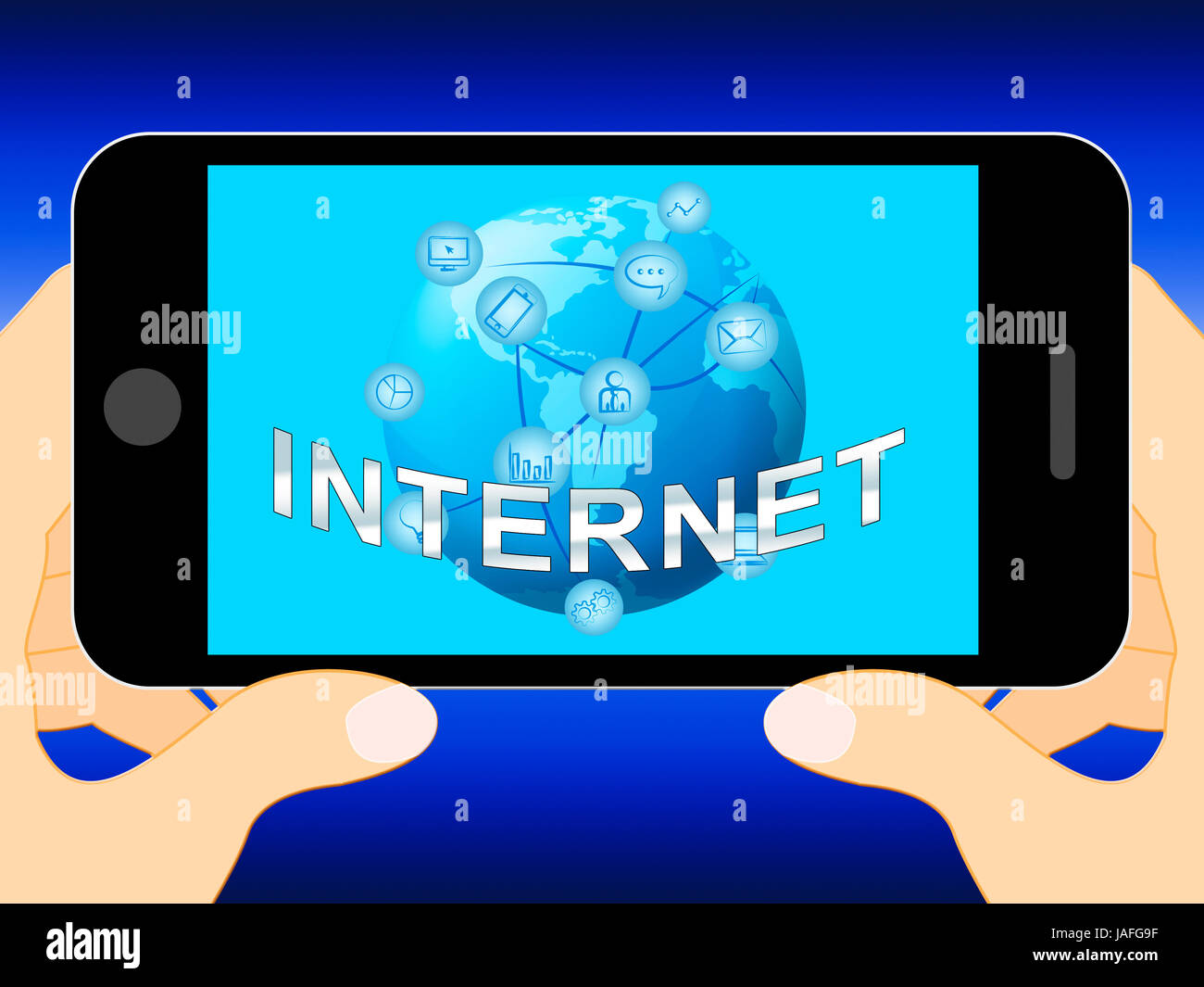 Internet Icons Mobile Phone Indicating Browsing The Web 3d Illustration ...