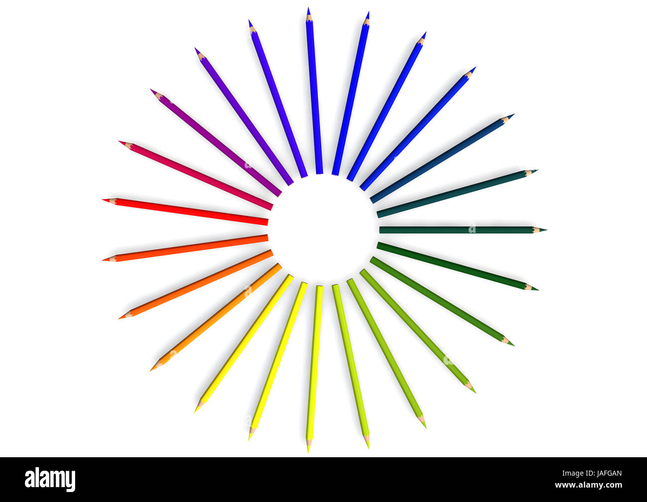 circle of crayons with gradient colors Stock Photo - Alamy