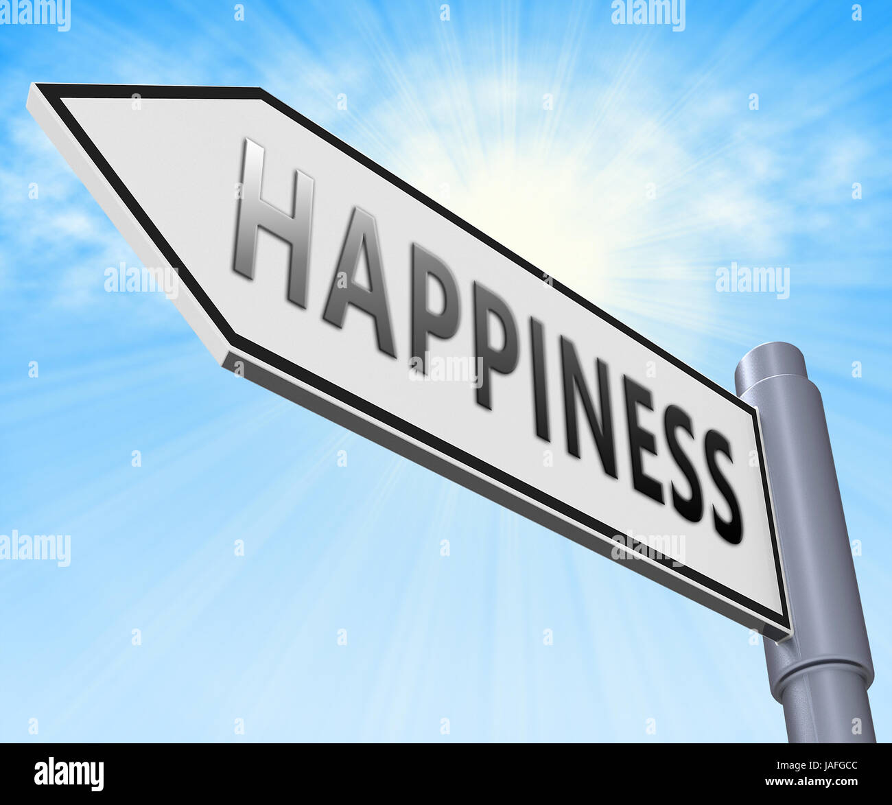 Happiness Road Sign Meaning Happier Joyful 3d Illustration Stock Photo ...