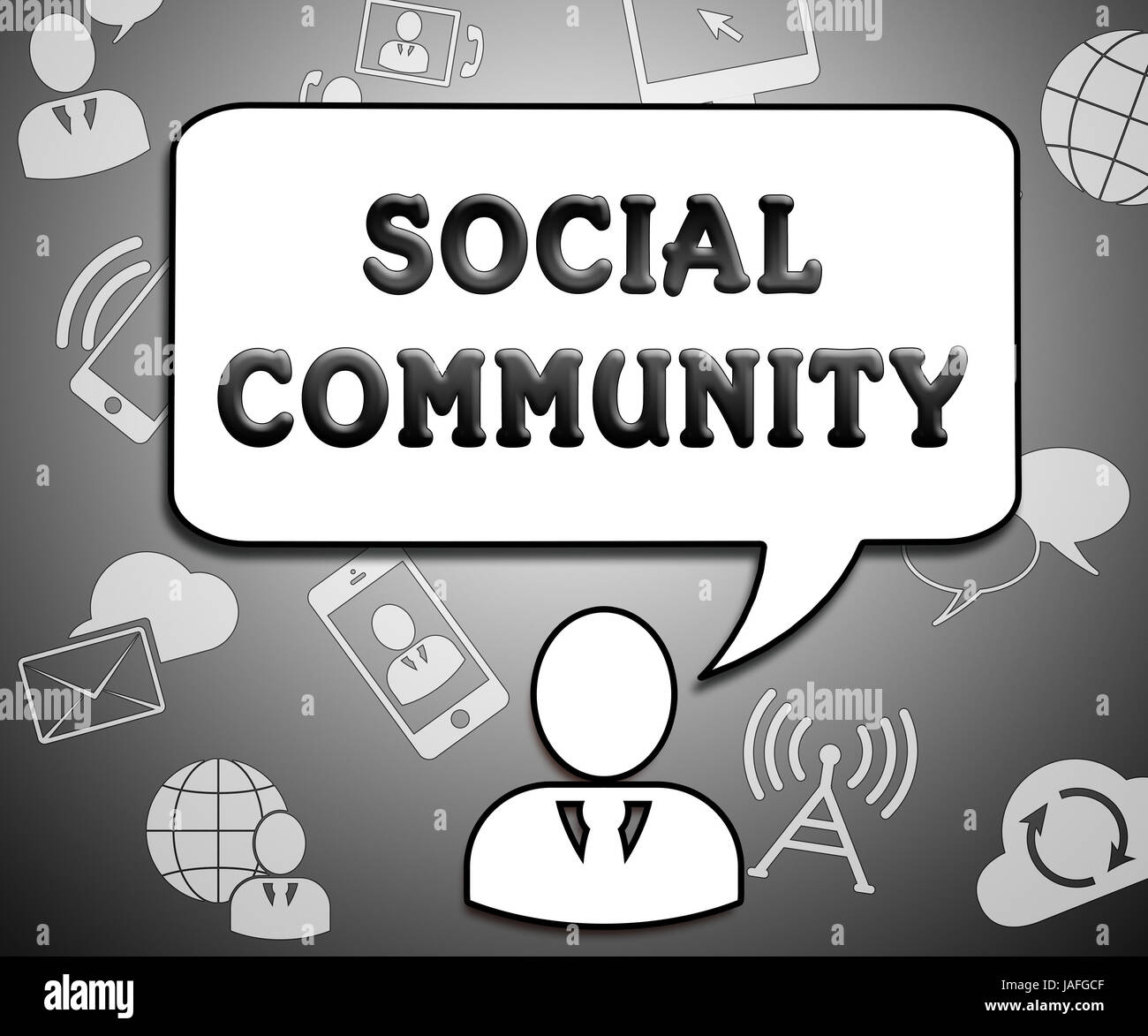 Social Community Icons Showing Network Blogs 3d Illustration Stock ...