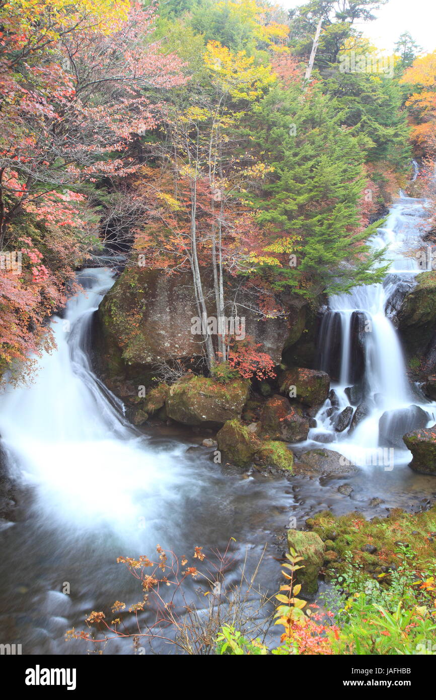Ryuzu Waterfall of autumn in Nikko, Tochigi, Japan Stock Photo - Alamy