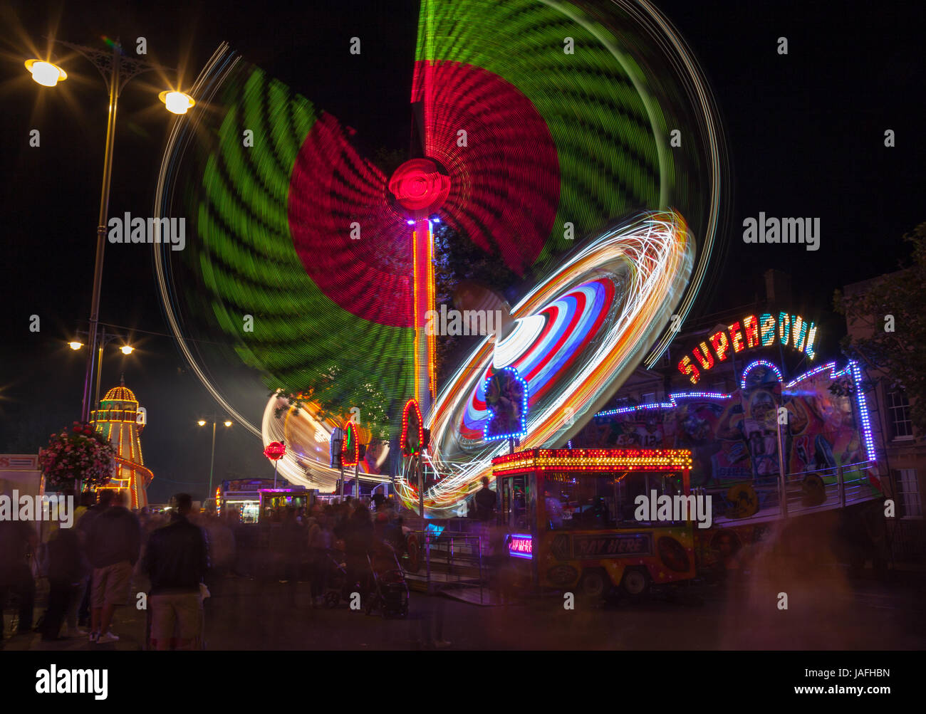 Light traces from the rides at St Giles Fair, Oxford. September 2014 ...