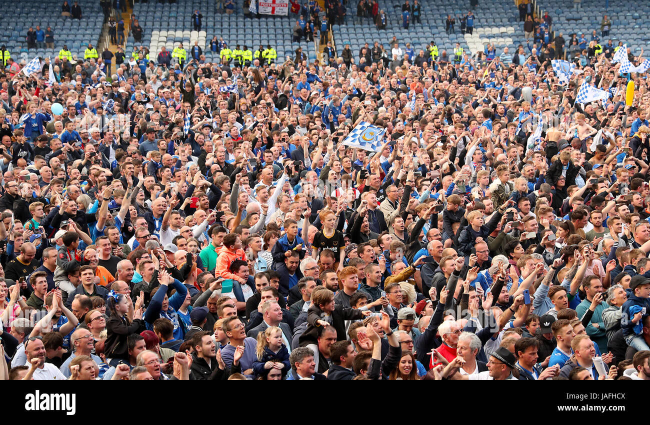 General view of Portsmouth fans on the pitch Stock Photo - Alamy