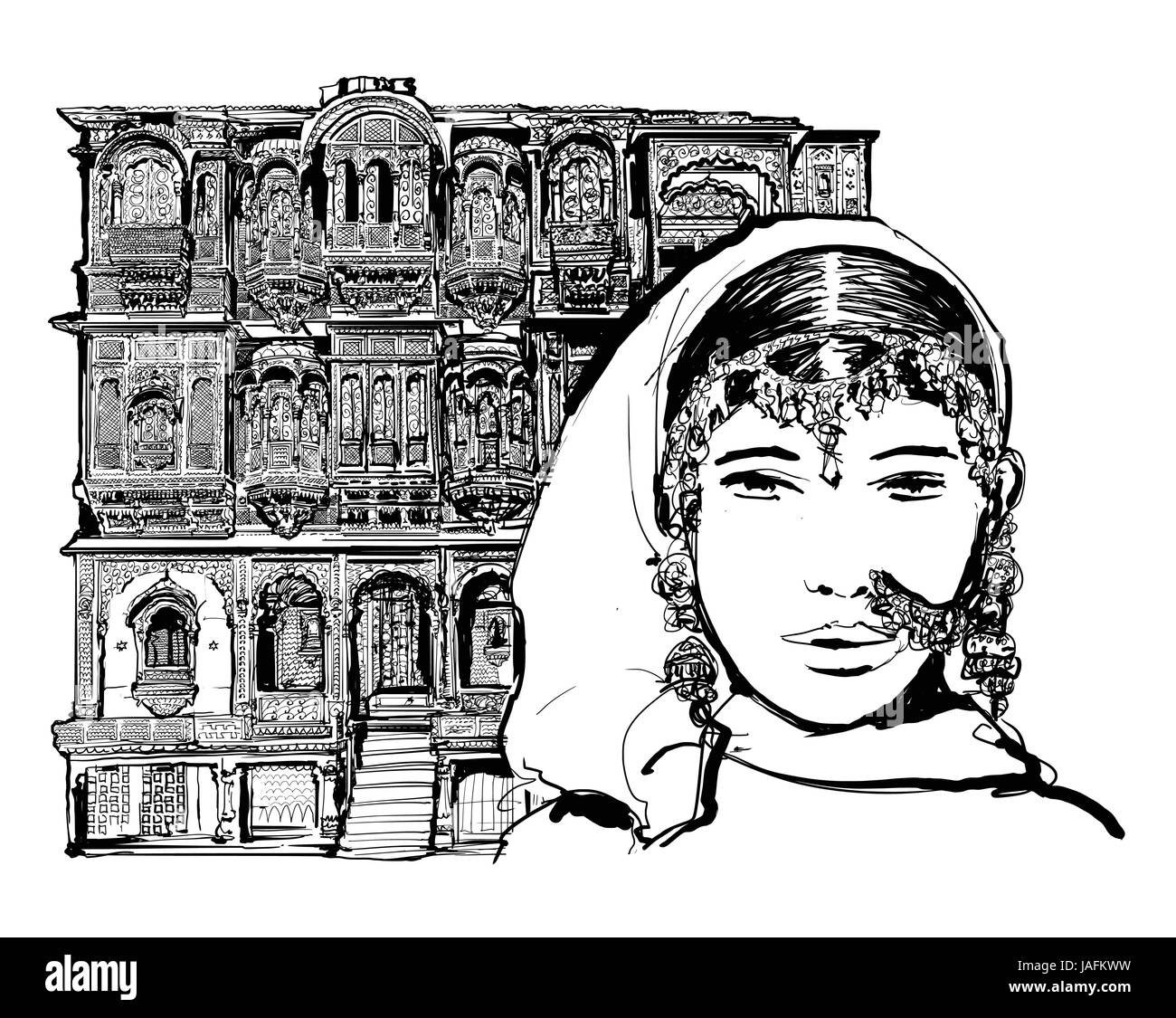 Digital illustration woman in Black and White Stock Photos & Images - Alamy