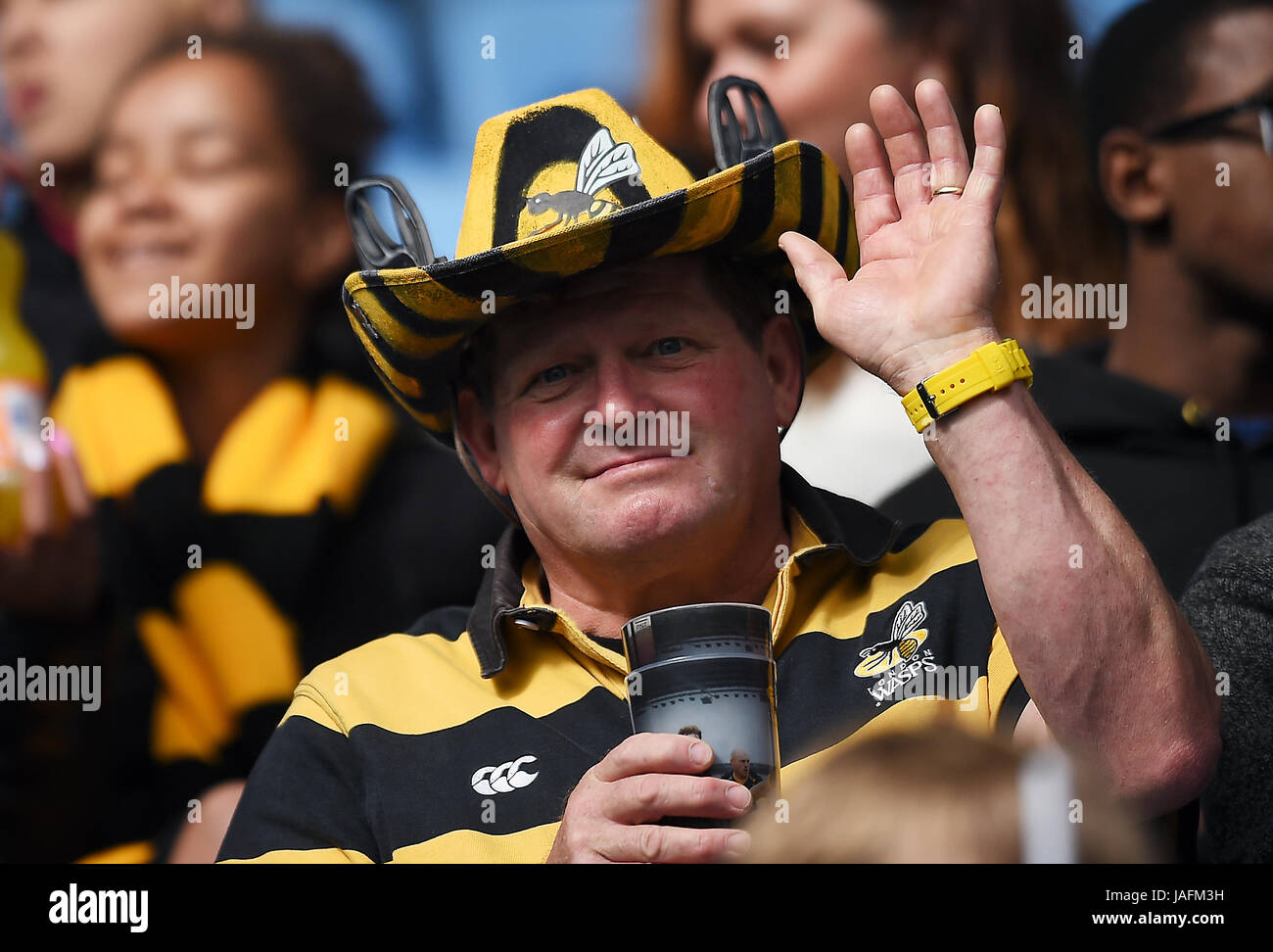 A Wasps fan in the stands shows his support Stock Photo - Alamy