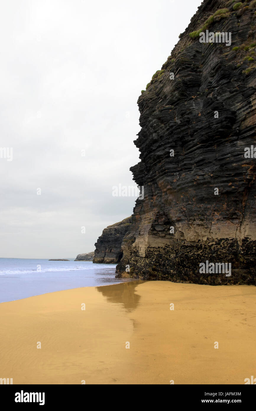 ancient cliffs on the coastal beach in ballybunion county kerry ireland ...