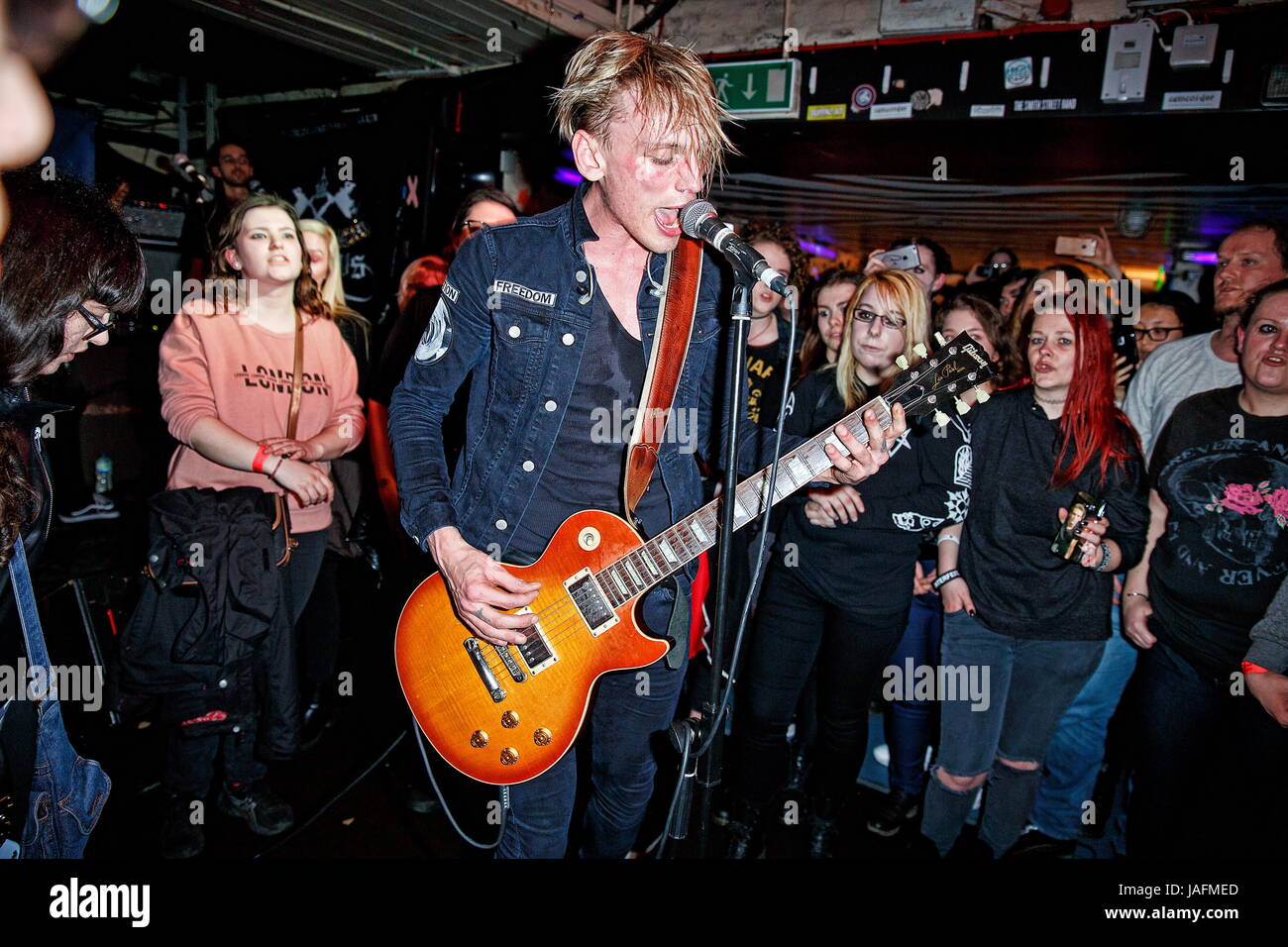 Jamie Campbell Bower, singer and guitarist with Counterfeit as the band ...