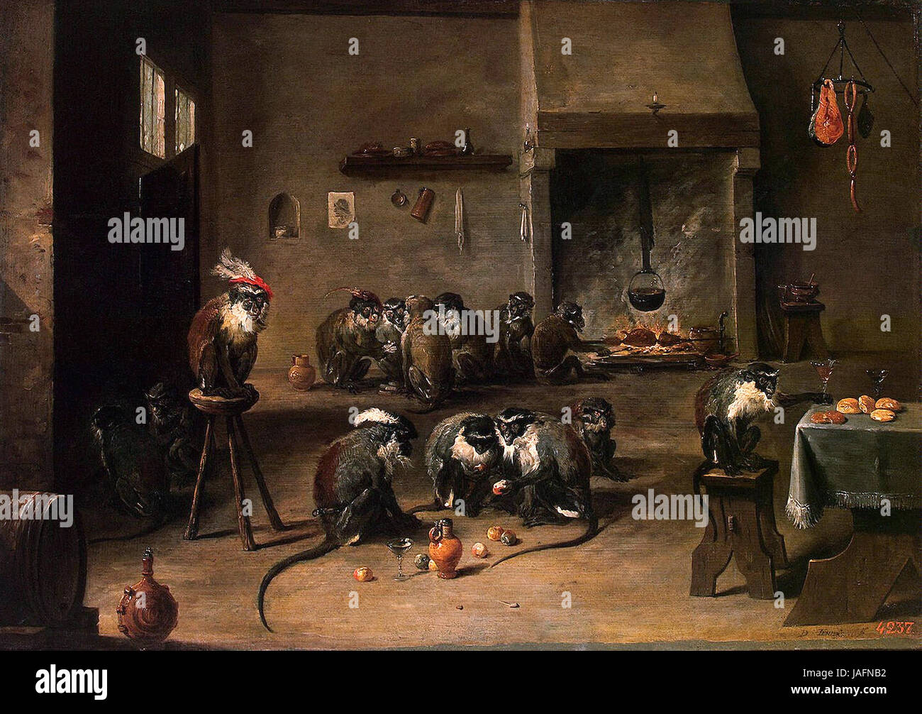 David Teniers the Younger - Monkeys in the Kitchen Stock Photo - Alamy