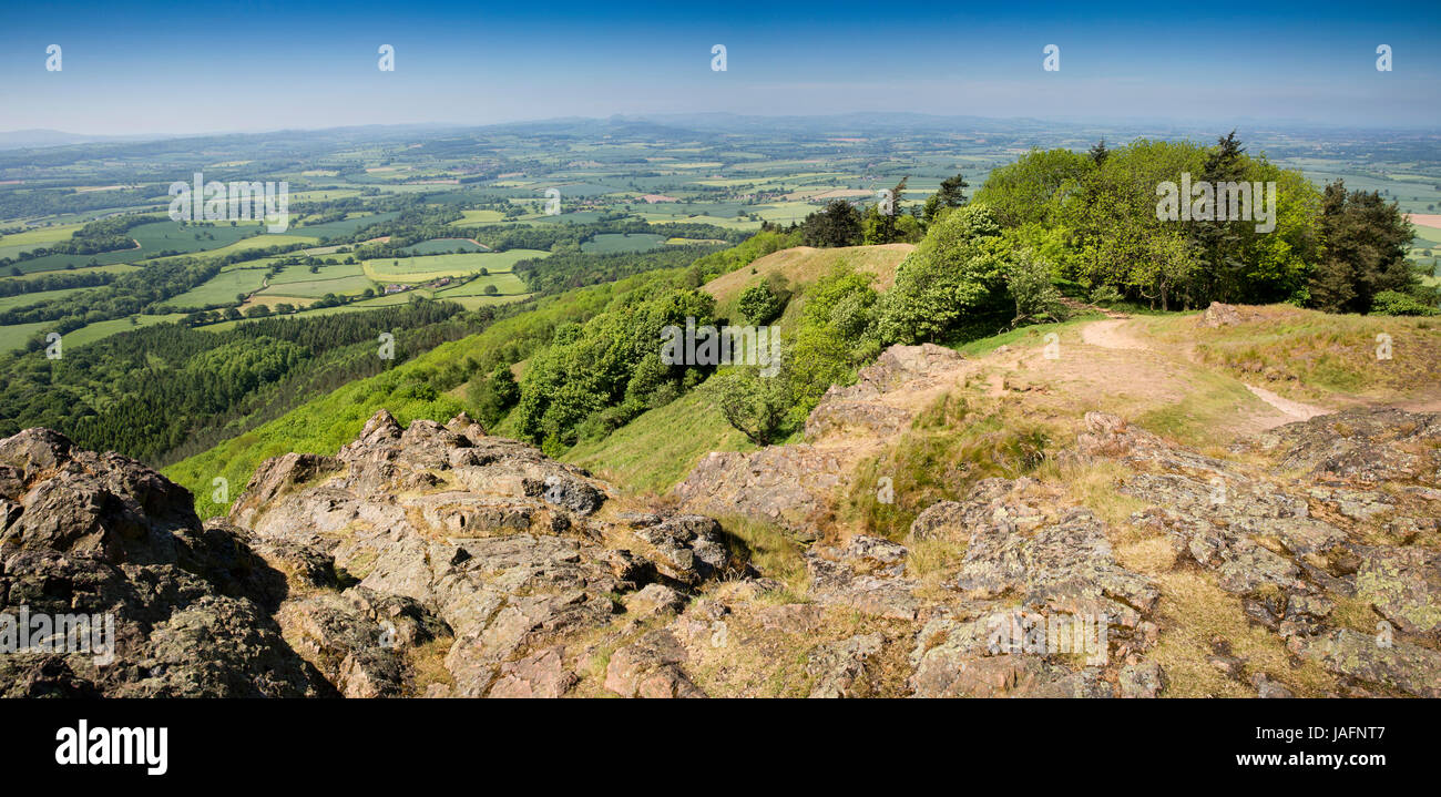 UK, England, Shropshire, The Wrekin, elevated panoramic view from ...