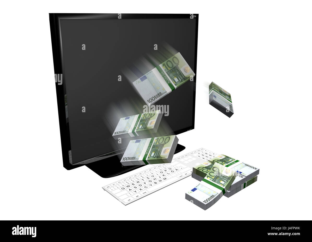 money flying out of monitor Stock Photo - Alamy