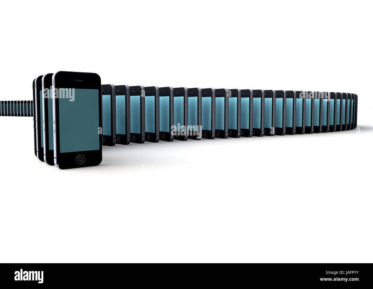 a long line made of phones with clean display Stock Photo - Alamy