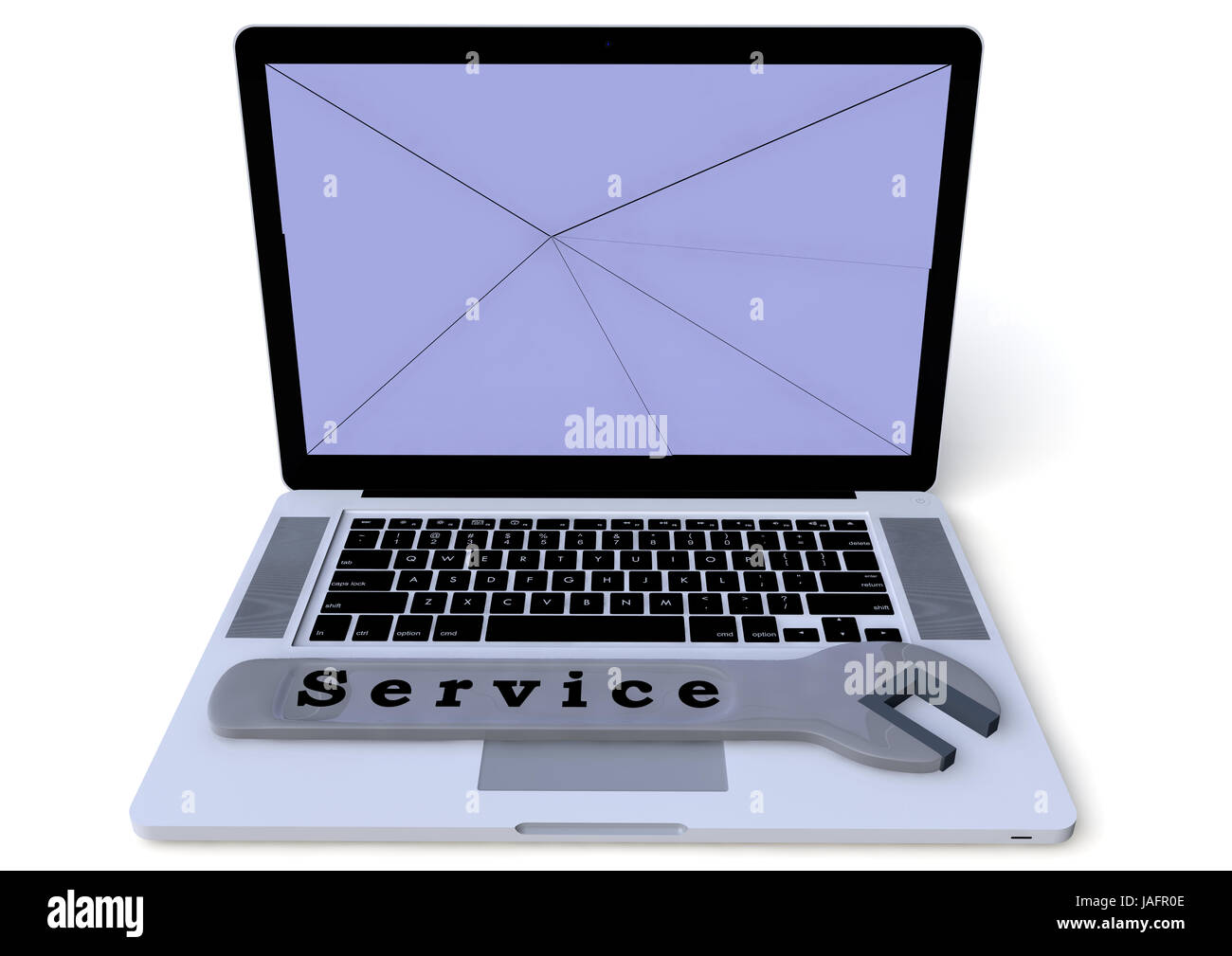 a laptop with a tool and lettering Service Stock Photo - Alamy