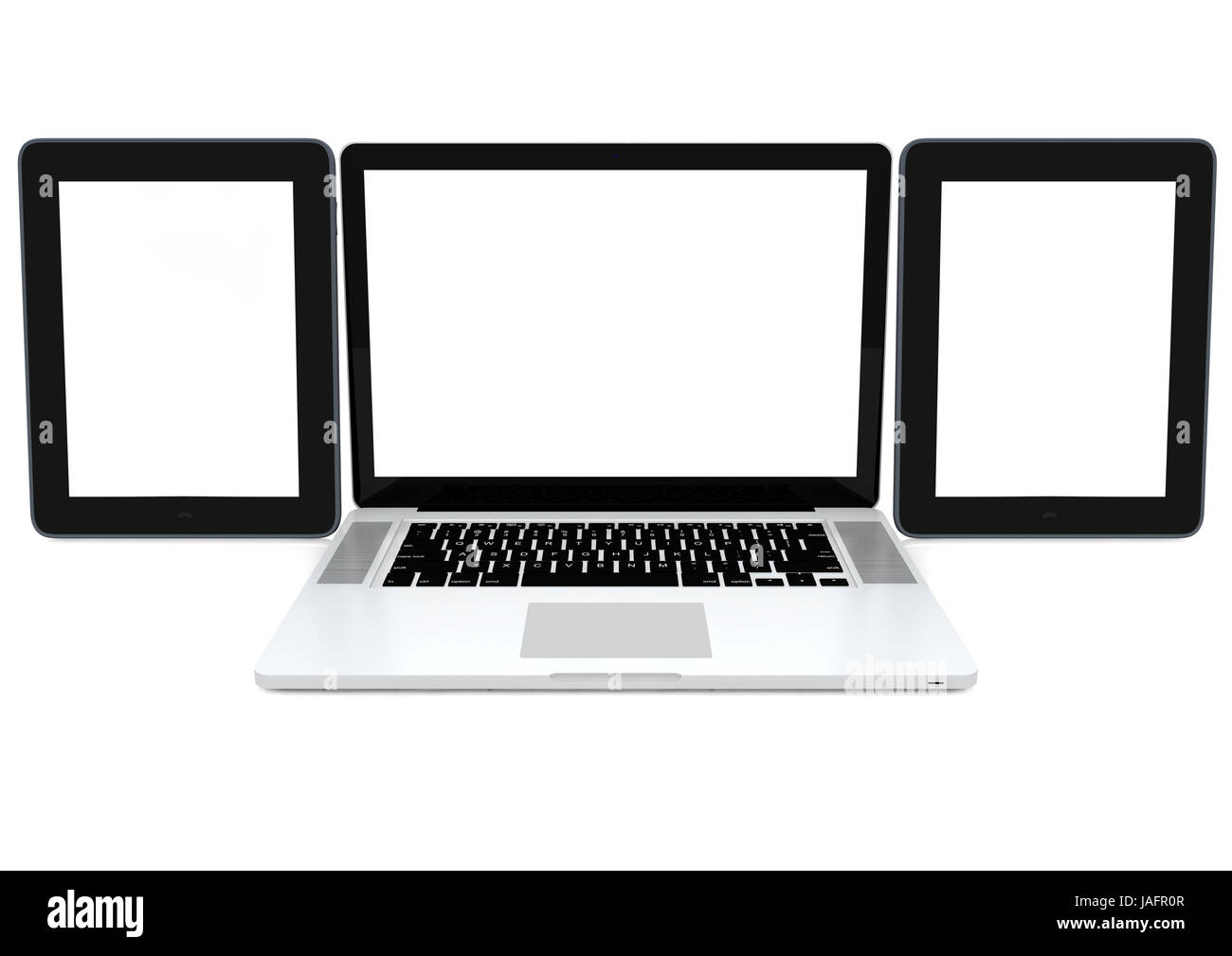 a laptop and two tablets with clear display Stock Photo - Alamy