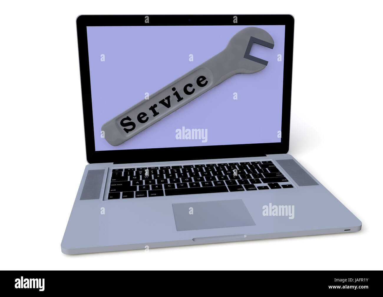 a laptop with a tool and lettering Service Stock Photo - Alamy