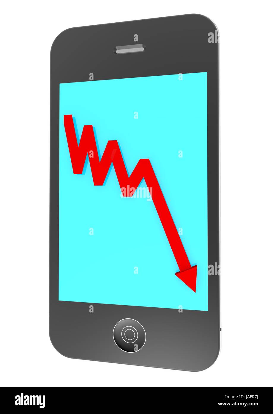 a phone with downturn arrow Stock Photo - Alamy