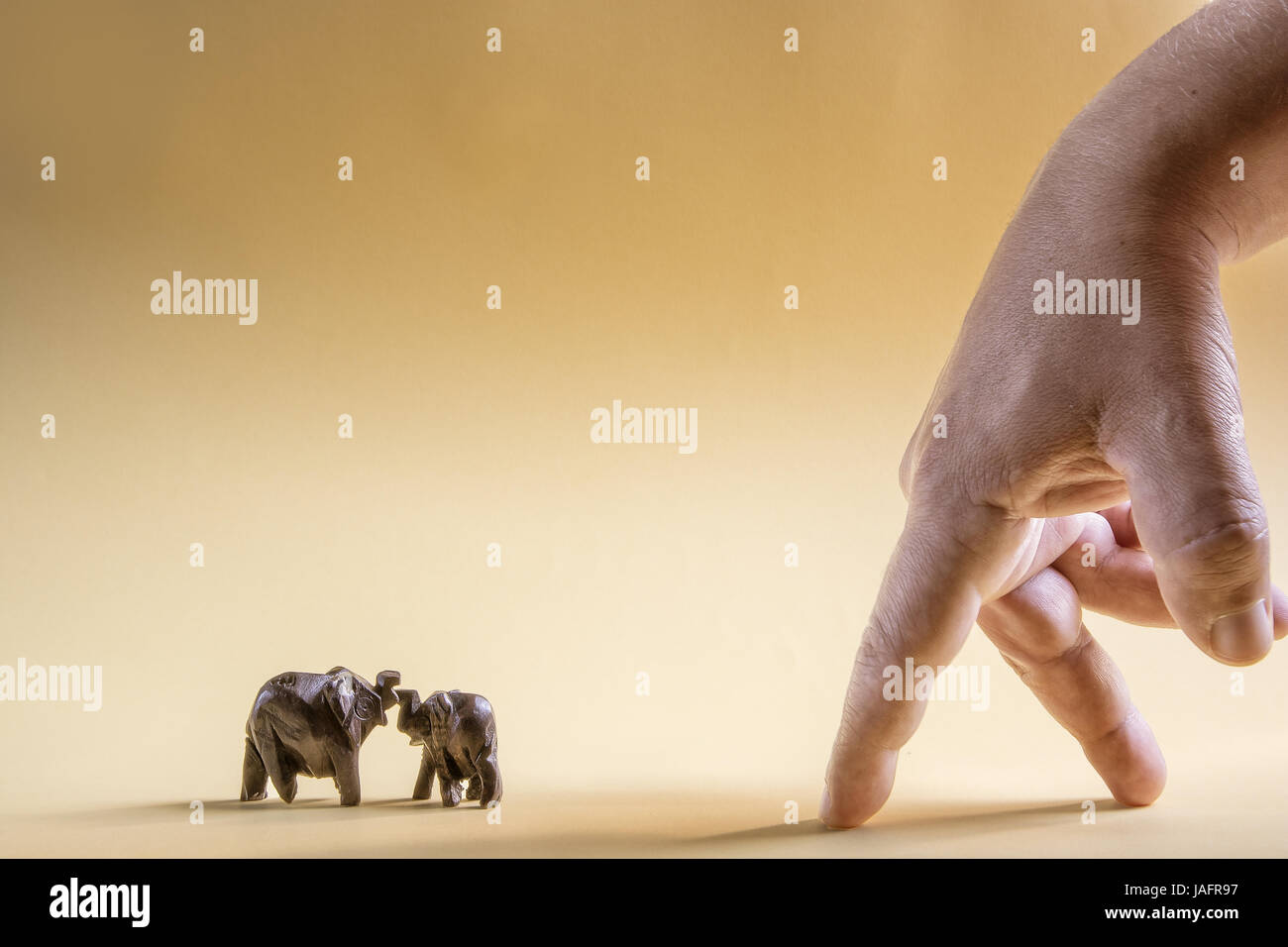 Picture allusive to human interaction with elephants, miniature ...