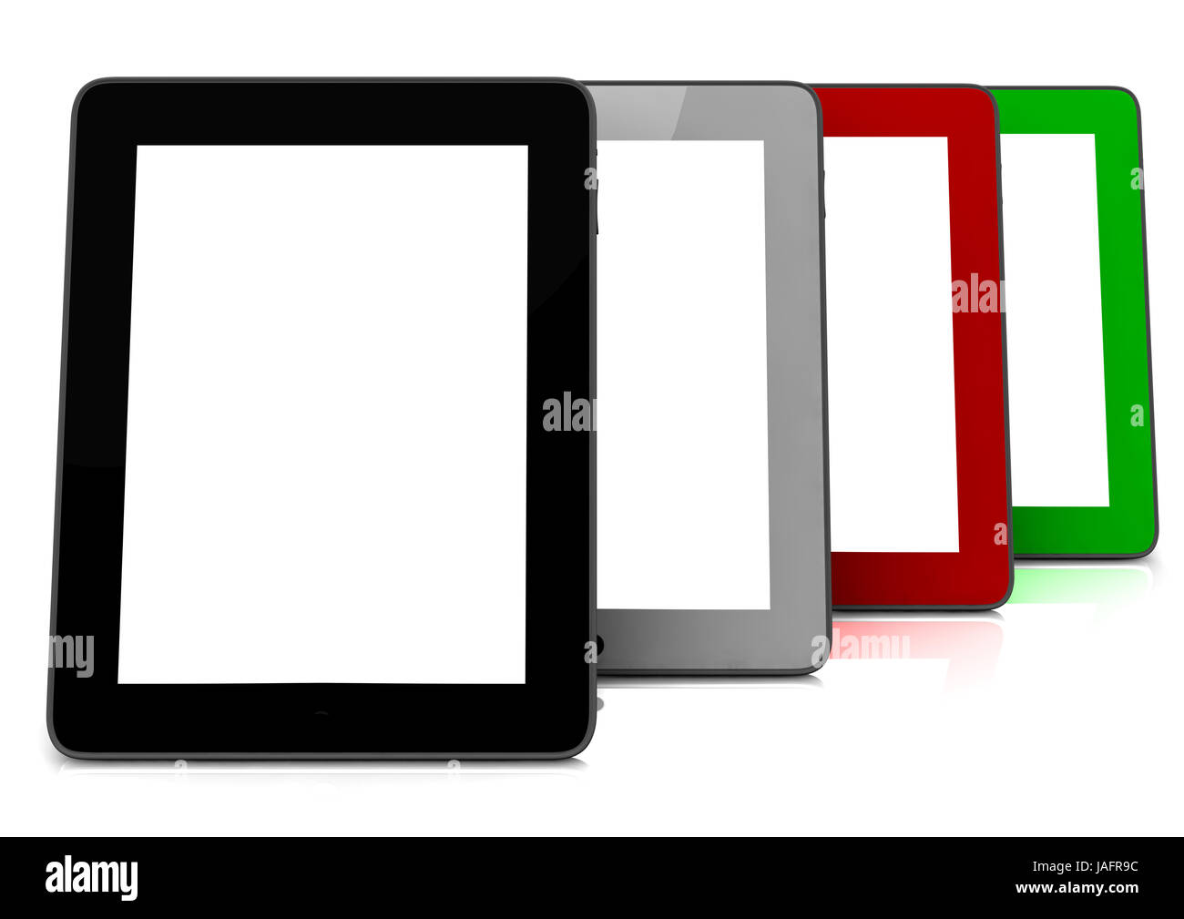 tablets blanko with white screen and different colors Stock Photo - Alamy